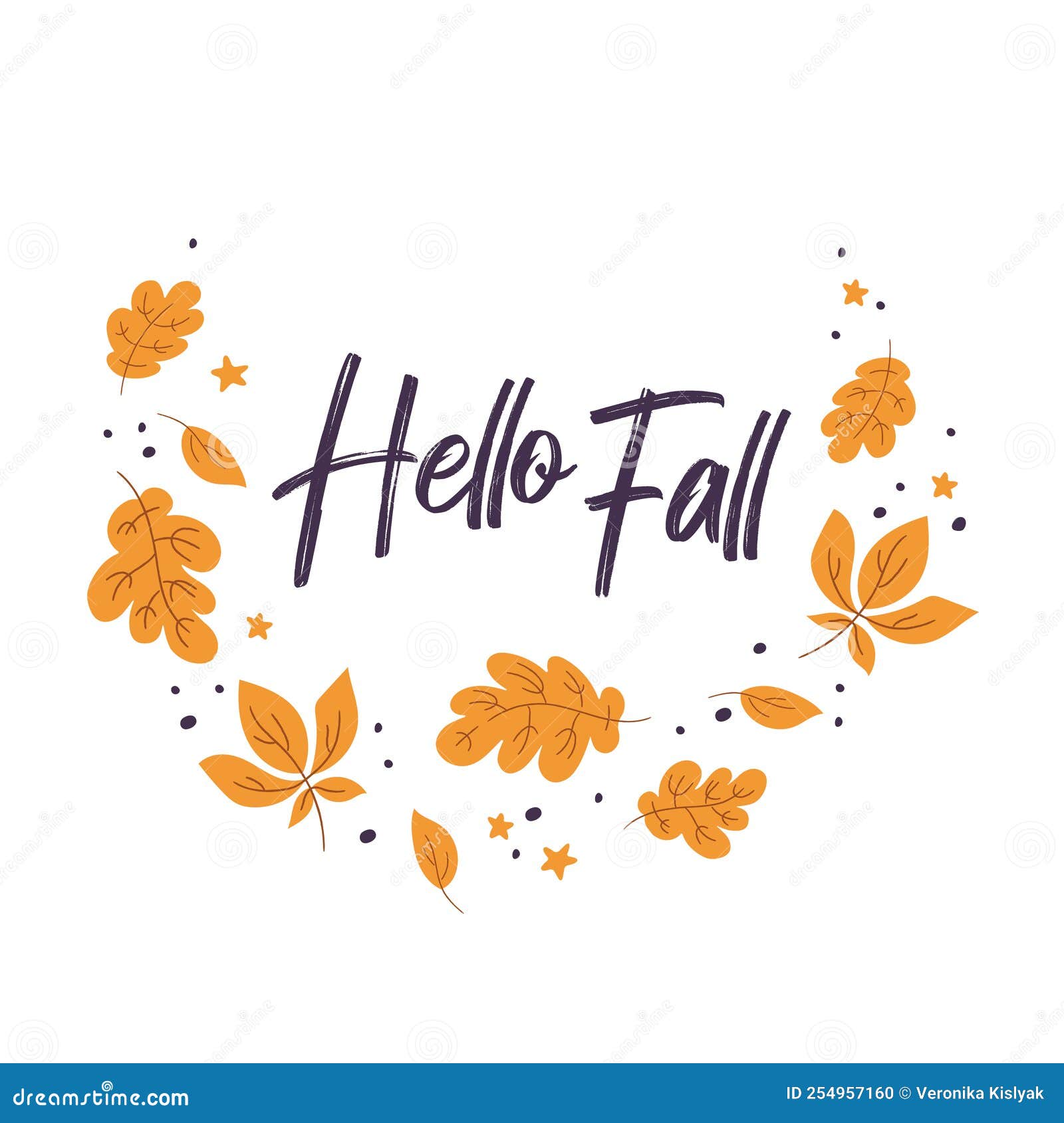 Vector Doodle Composition Circle of Autumn Leaves. Round Autumn Design ...