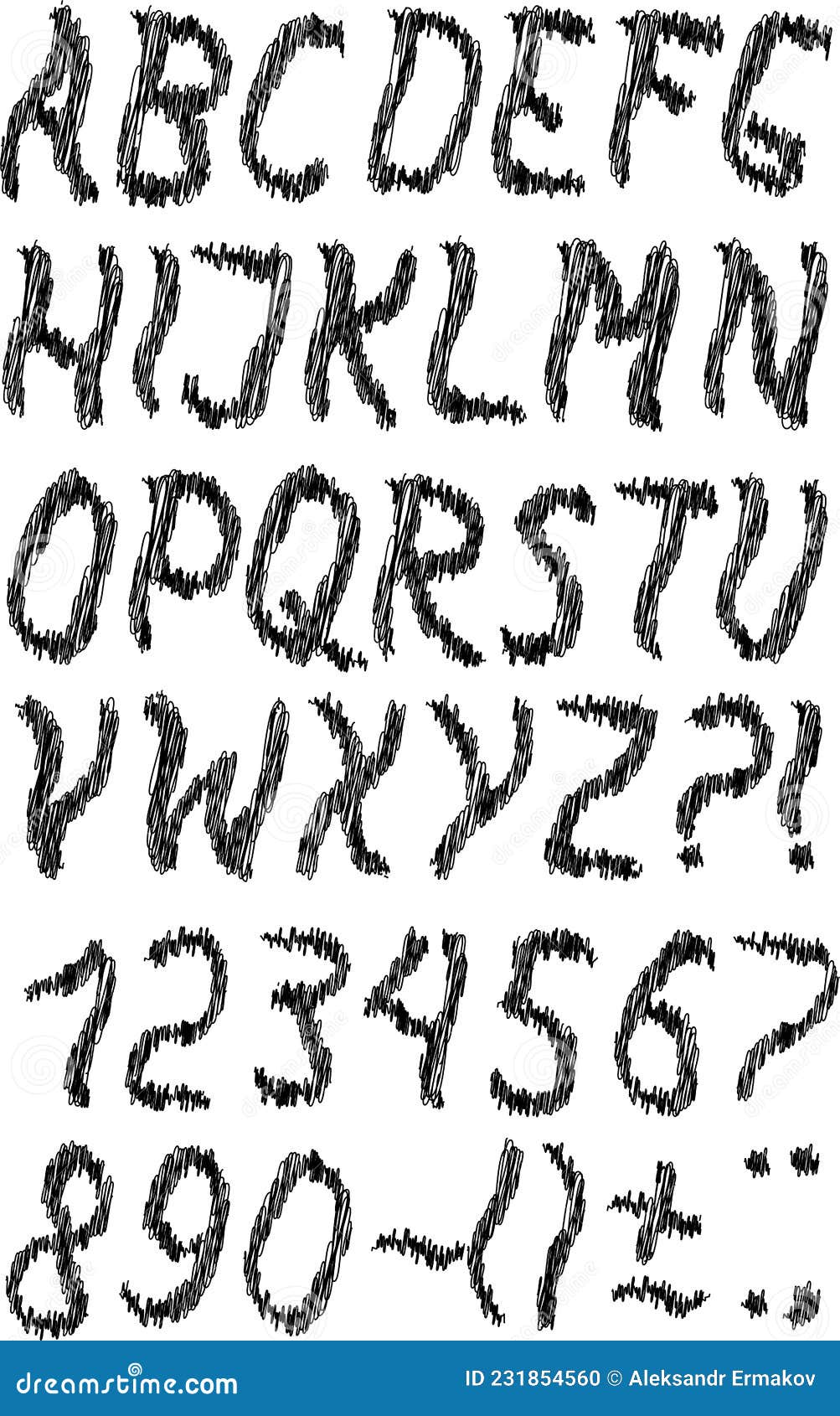 Vector Doodle Drawings of Letters and Signs of Latin Alphabet Stock ...