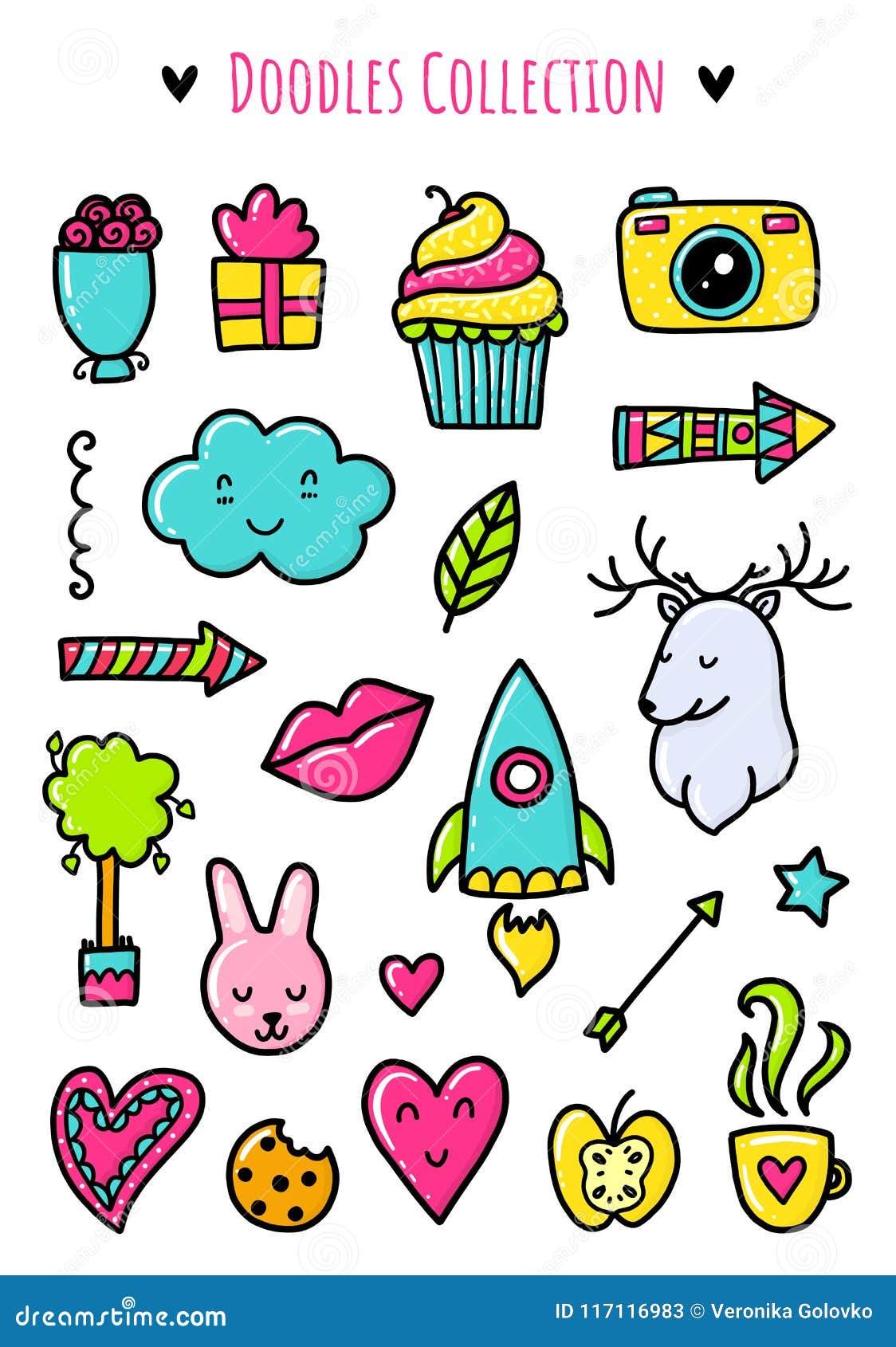 Vector doodle elements stock vector. Illustration of arrow - 117116983