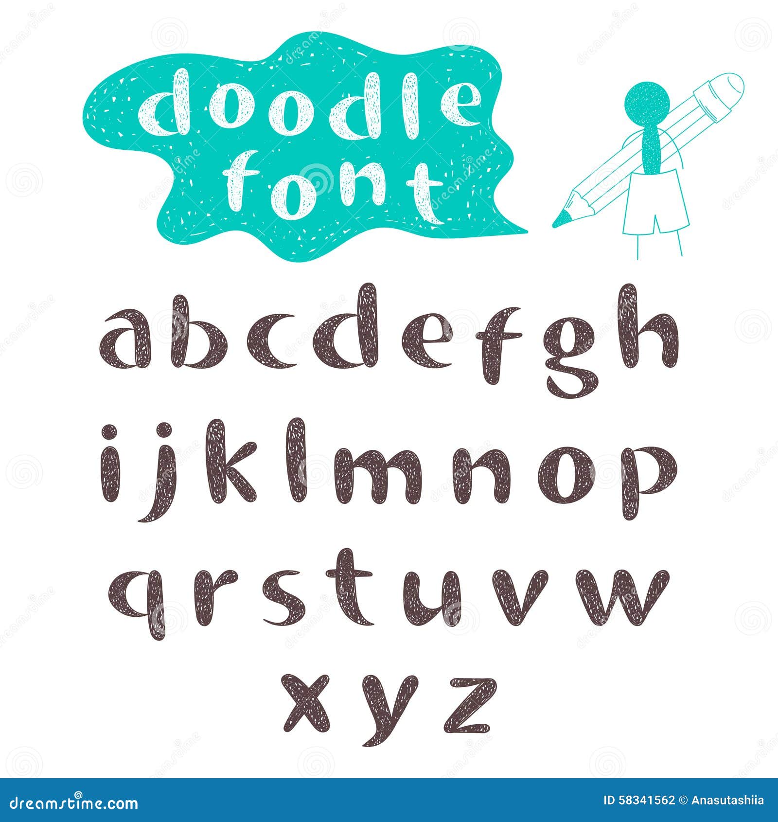 Vector Doodle Font and Character Stock Vector - Illustration of motley ...