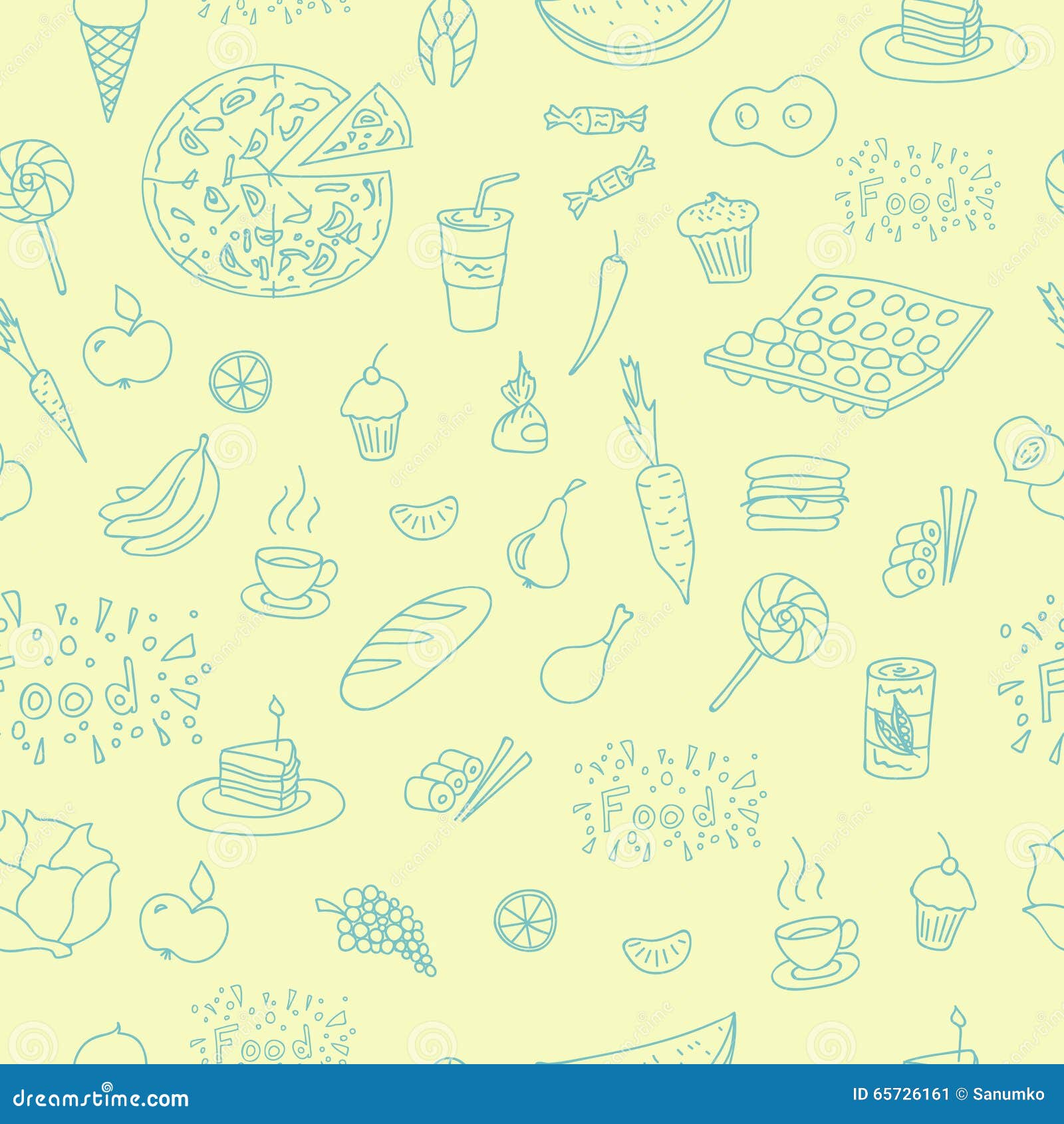 Vector Doodle Food Elements Pattern Stock Vector - Illustration of ...