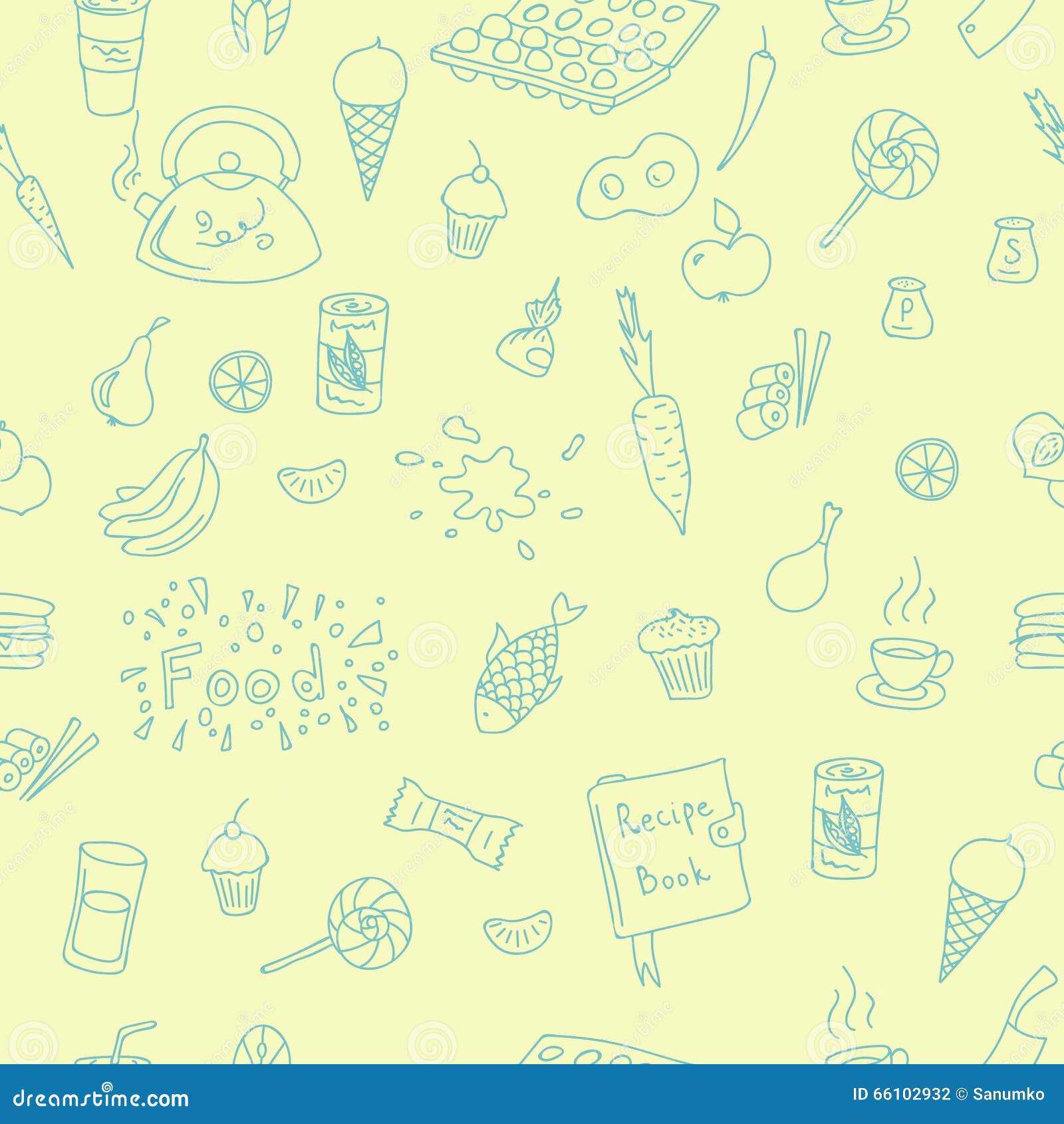 Vector Doodle Food Elements Pattern Stock Vector - Illustration of ...