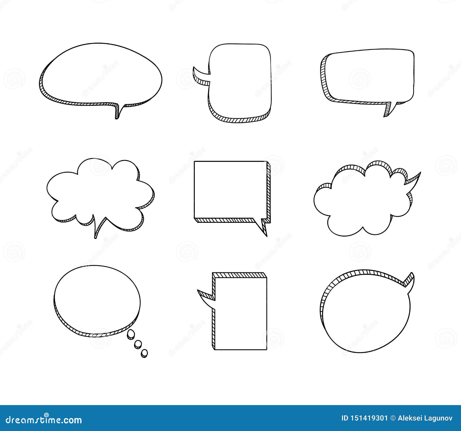 Vector Doodle Frames Set Isolated on Whtie Background, Hand Drawn ...