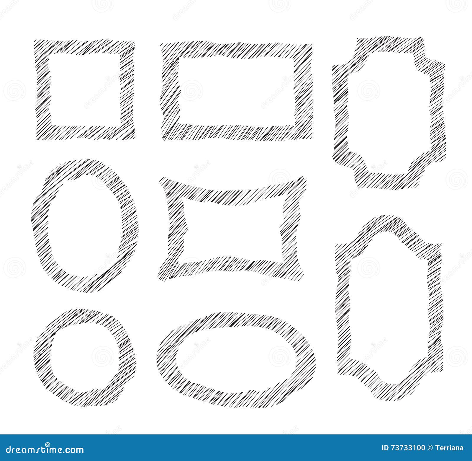 Vector Doodle Frames. Set of Sketching Geometric Form Frames Stock ...