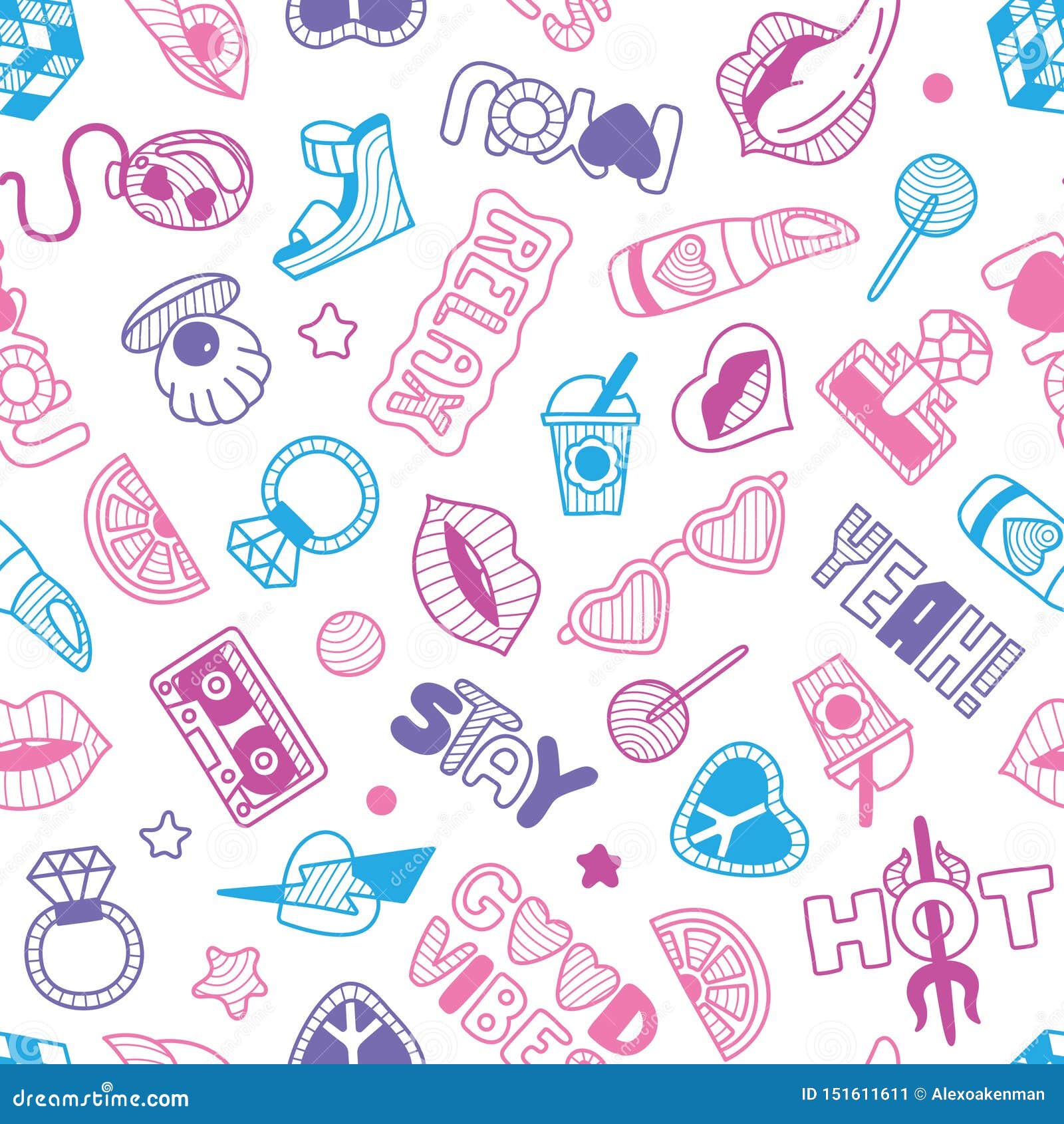 Vector Doodle Girly Seamless Pattern, Texture Or Background Royalty ...