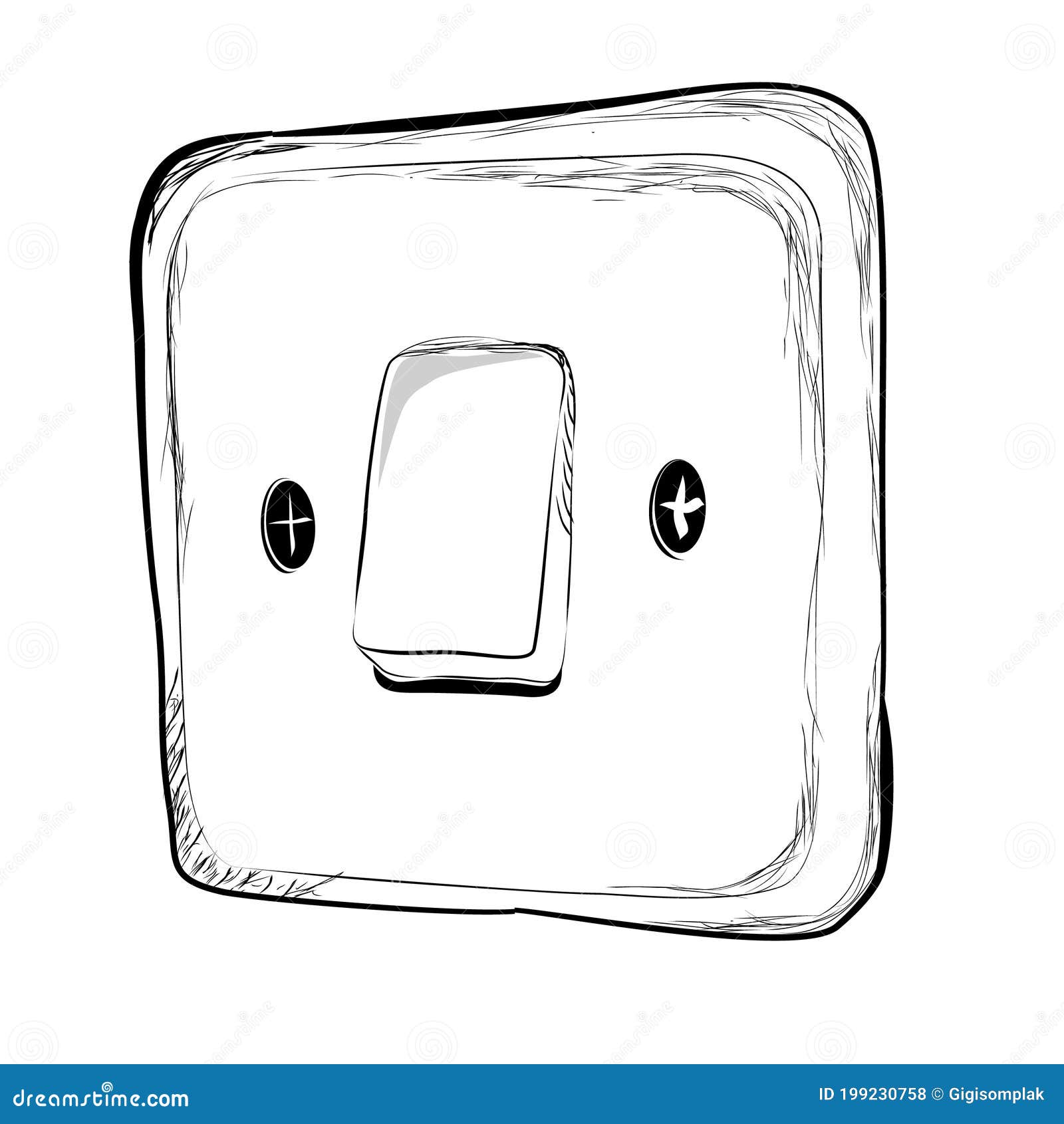 Simple Vector Doodle Hand Draw Sketch on Off Electricity Switch Stock ...