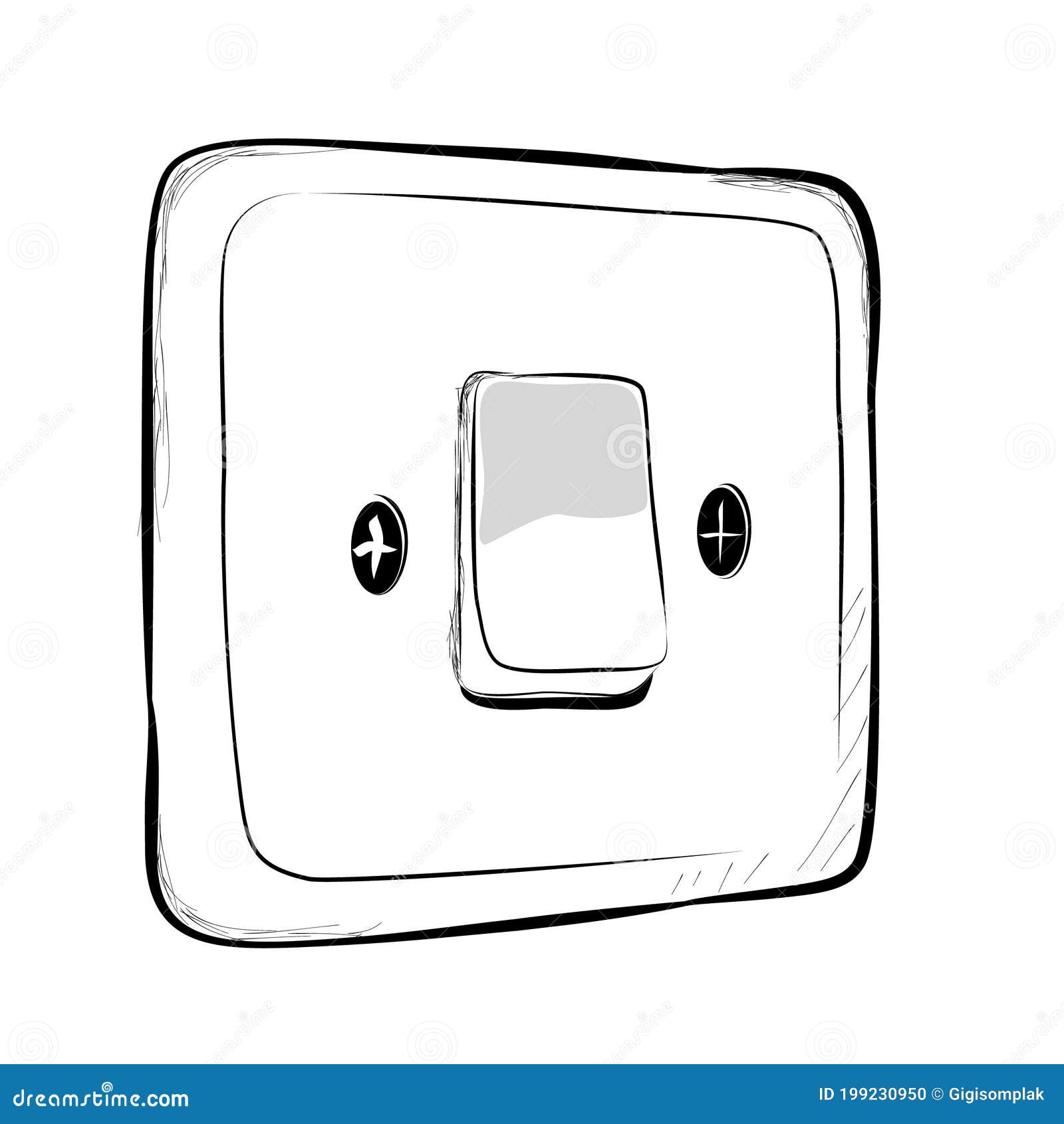 Simple Vector Doodle Hand Draw Sketch on Off Electricity Switch Stock ...