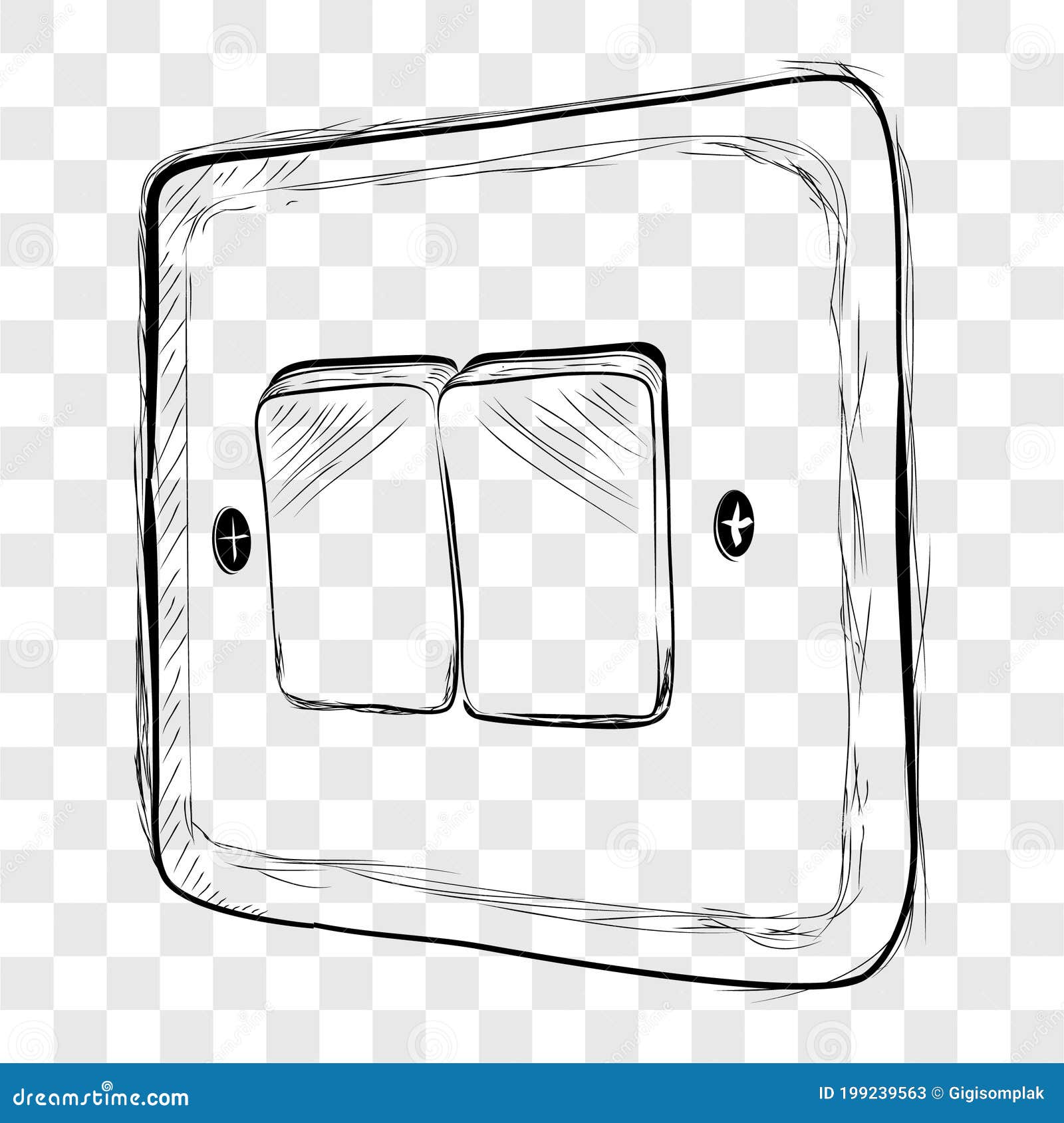Simple Vector Doodle Hand Draw Sketch on Off Electricity Switch at ...