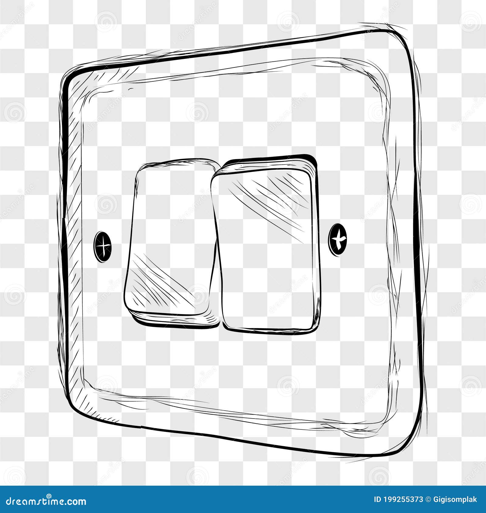 Simple Vector Doodle Hand Draw Sketch on Off Electricity Switch at ...