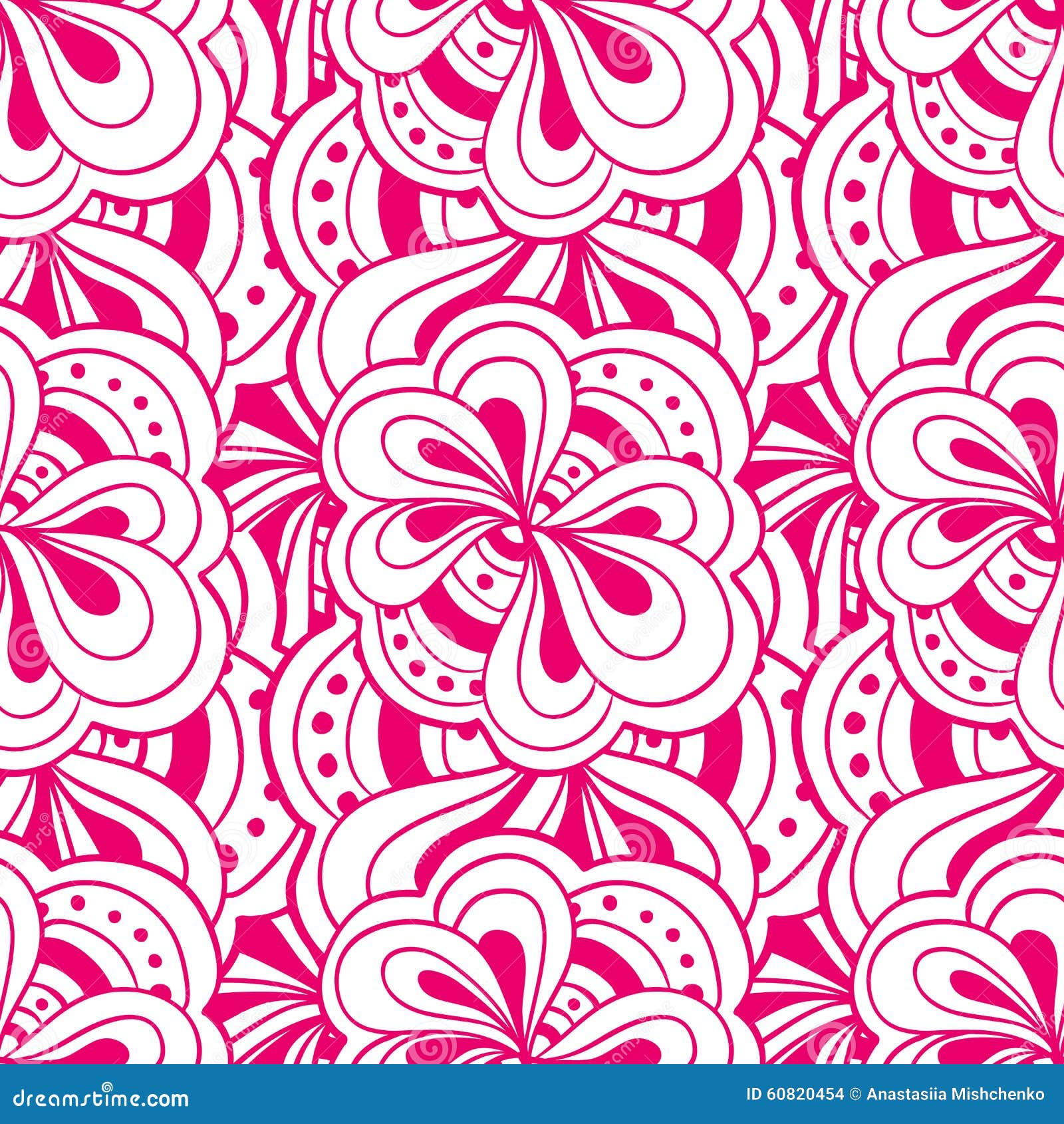 Vector Doodle Hand Drawn Abstract Pink Seamless Stock Vector ...