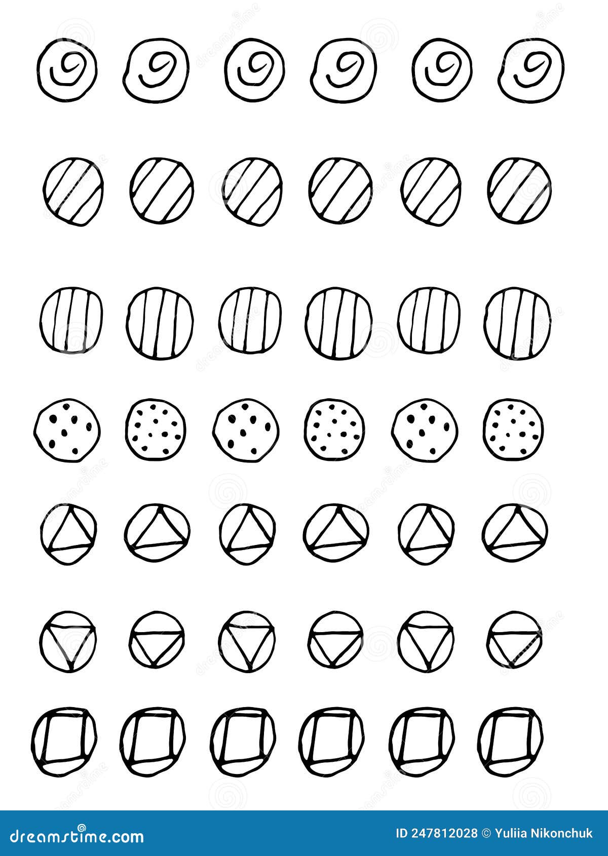 Vector Doodle Hand Drawn Illustration Different Types Of Circles ...