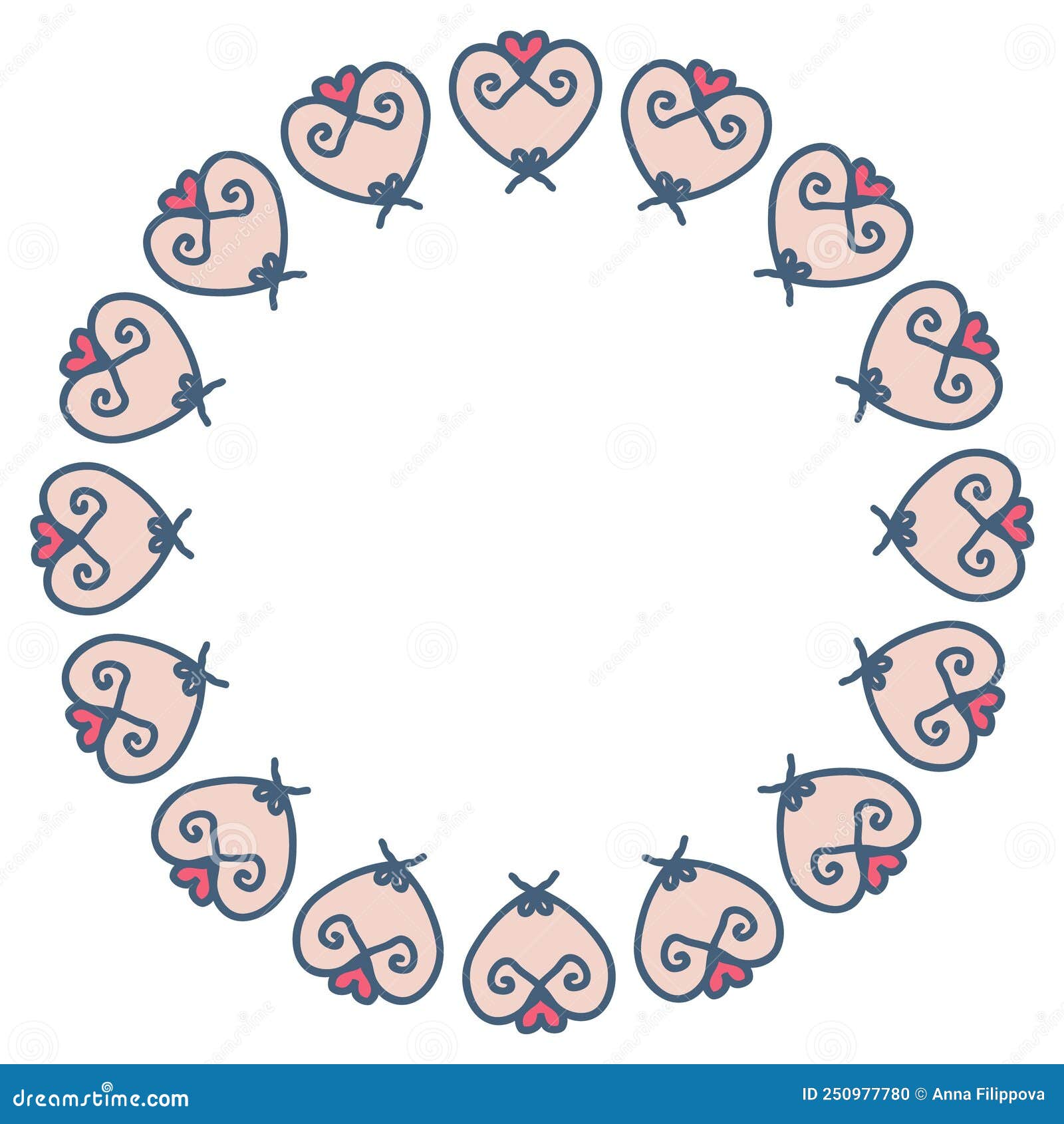 Vector Doodle Heart Frame Template Illustration. Holiday Celebration ...