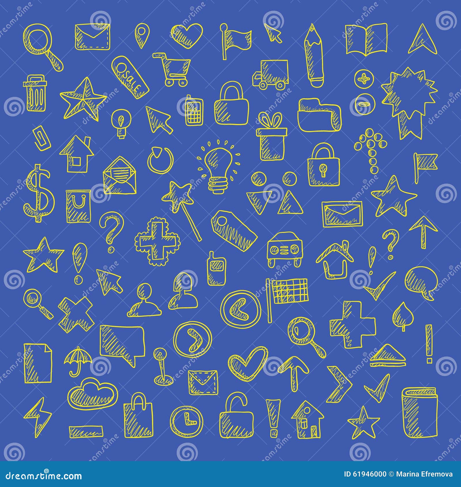 Vector Doodle Icons Set stock vector. Illustration of cloud - 61946000