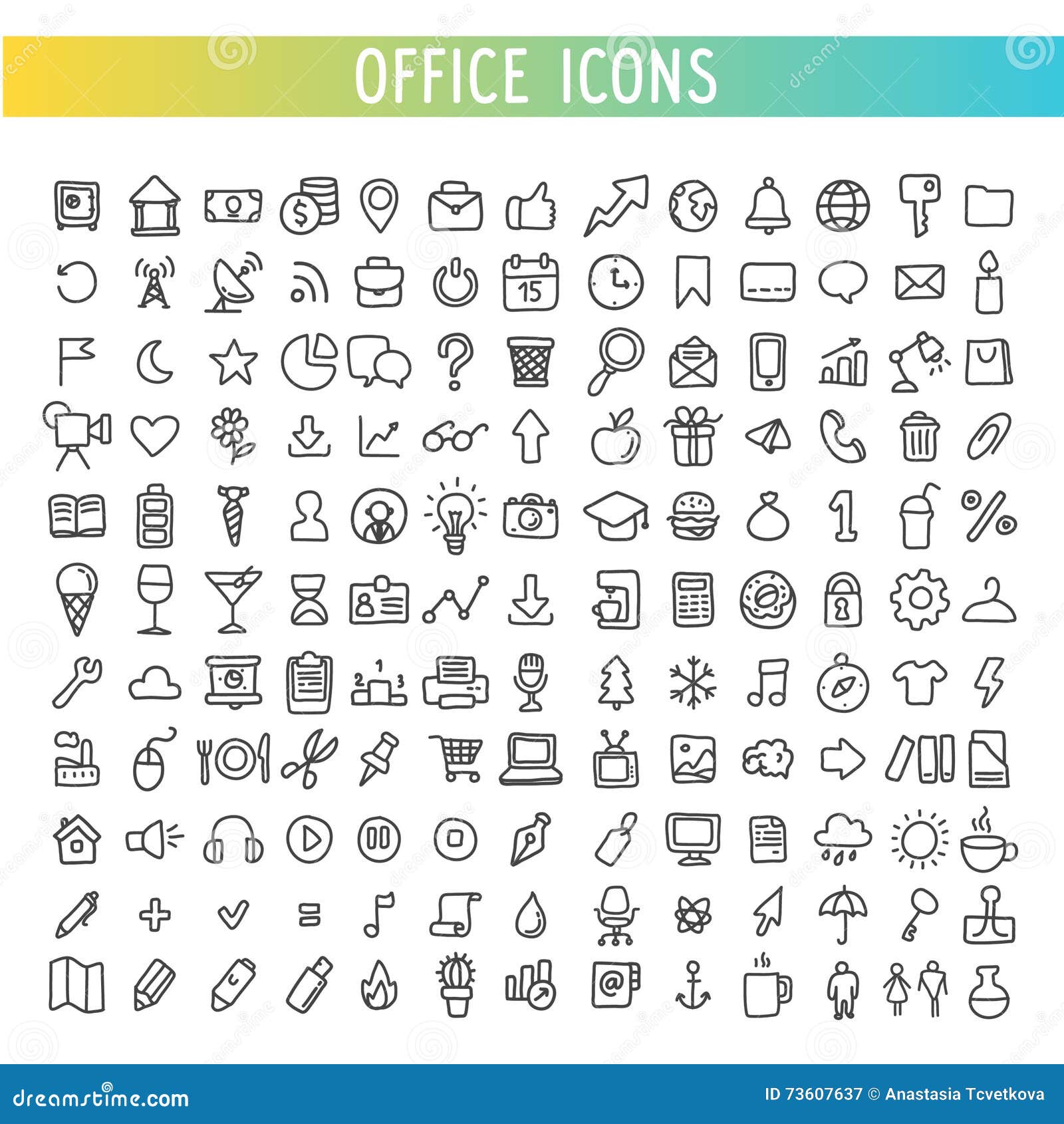 Vector Doodle Icons for Web Stock Vector - Illustration of icon, drawn ...