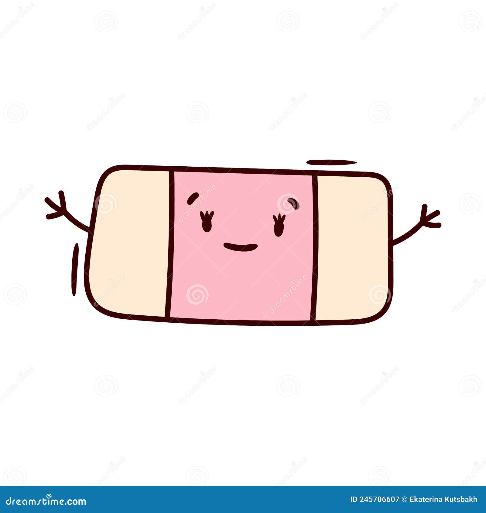 Vector Doodle Illustration of a Hand Drawn Eraser Isolated on White ...