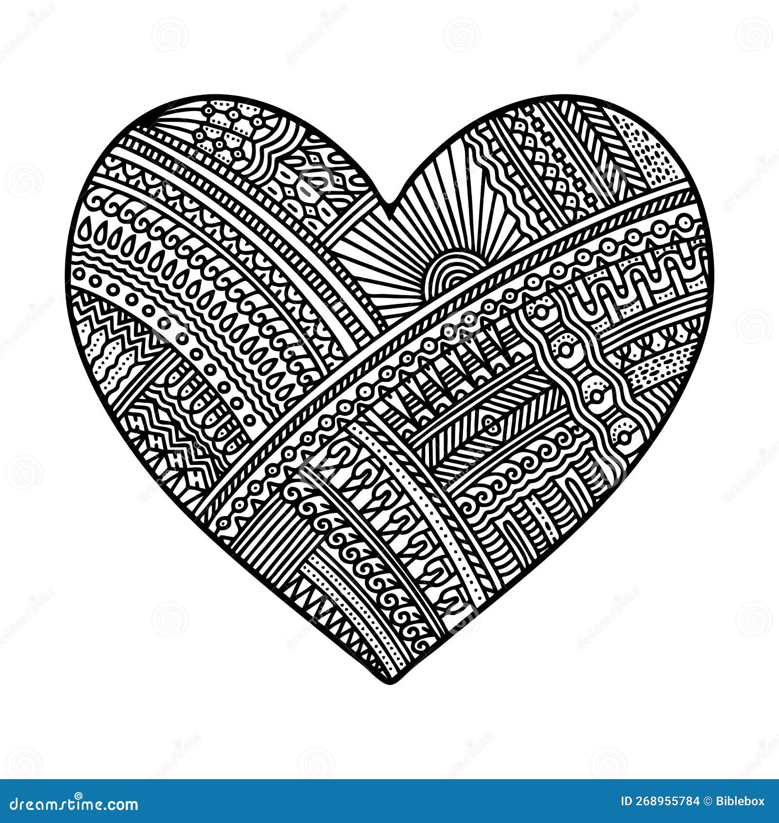 Vector Doodle Illustration. Heart with Patterns Stock Vector ...