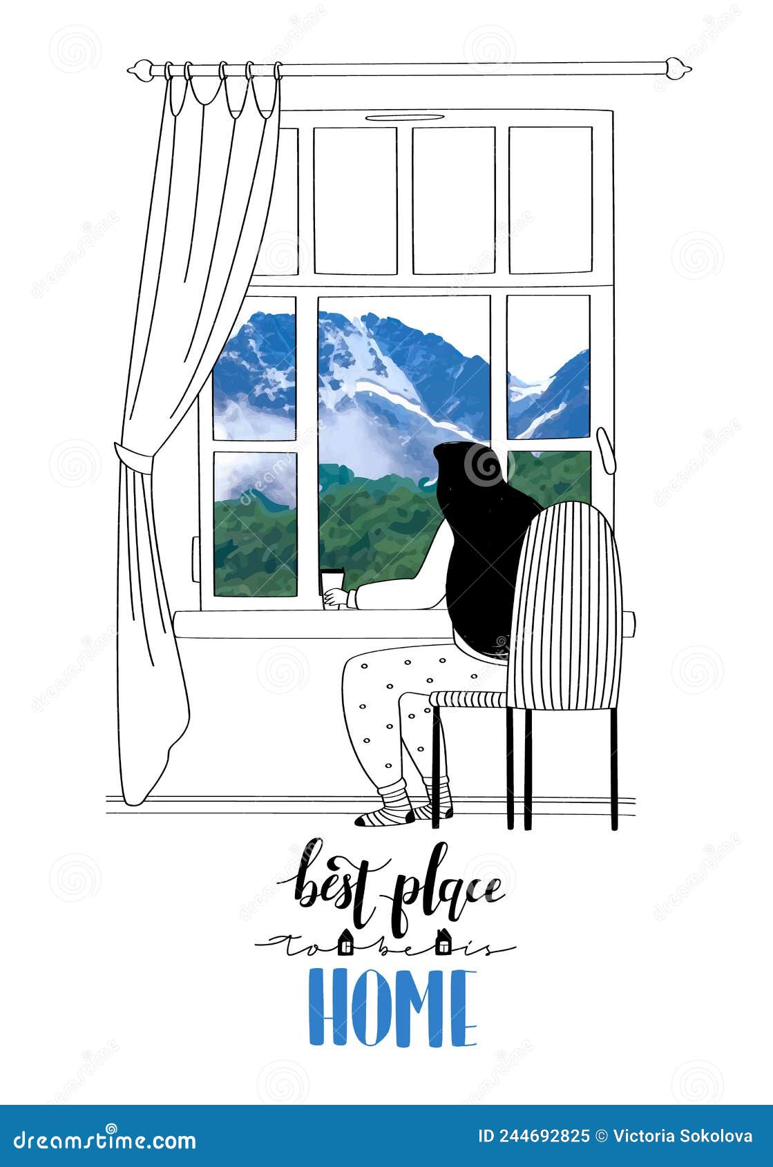 A Vector Doodle Illustration Large Window, View Stock Vector ...