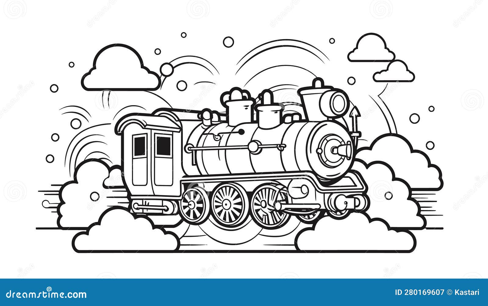 Vector Doodle Illustration, Train on the Clouds Stock Vector ...