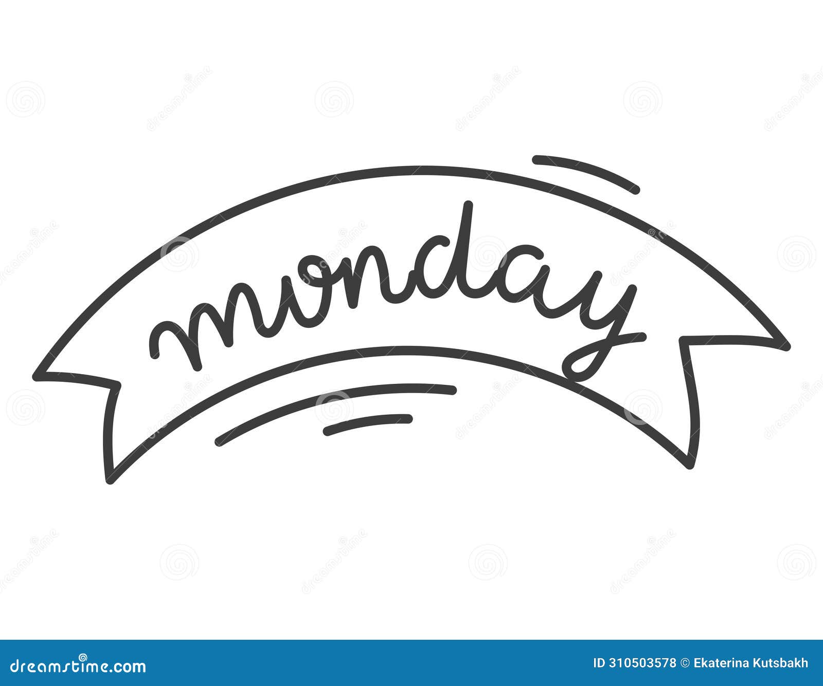 Vector Doodle Isolated Line Symbol with Hand Lettering, Word Monday ...