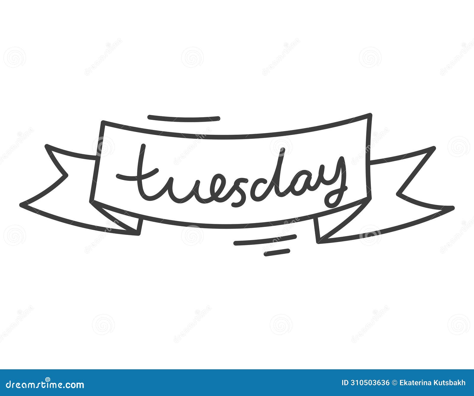 Vector Doodle Isolated Line Symbol with Hand Lettering, Word Tuesday ...