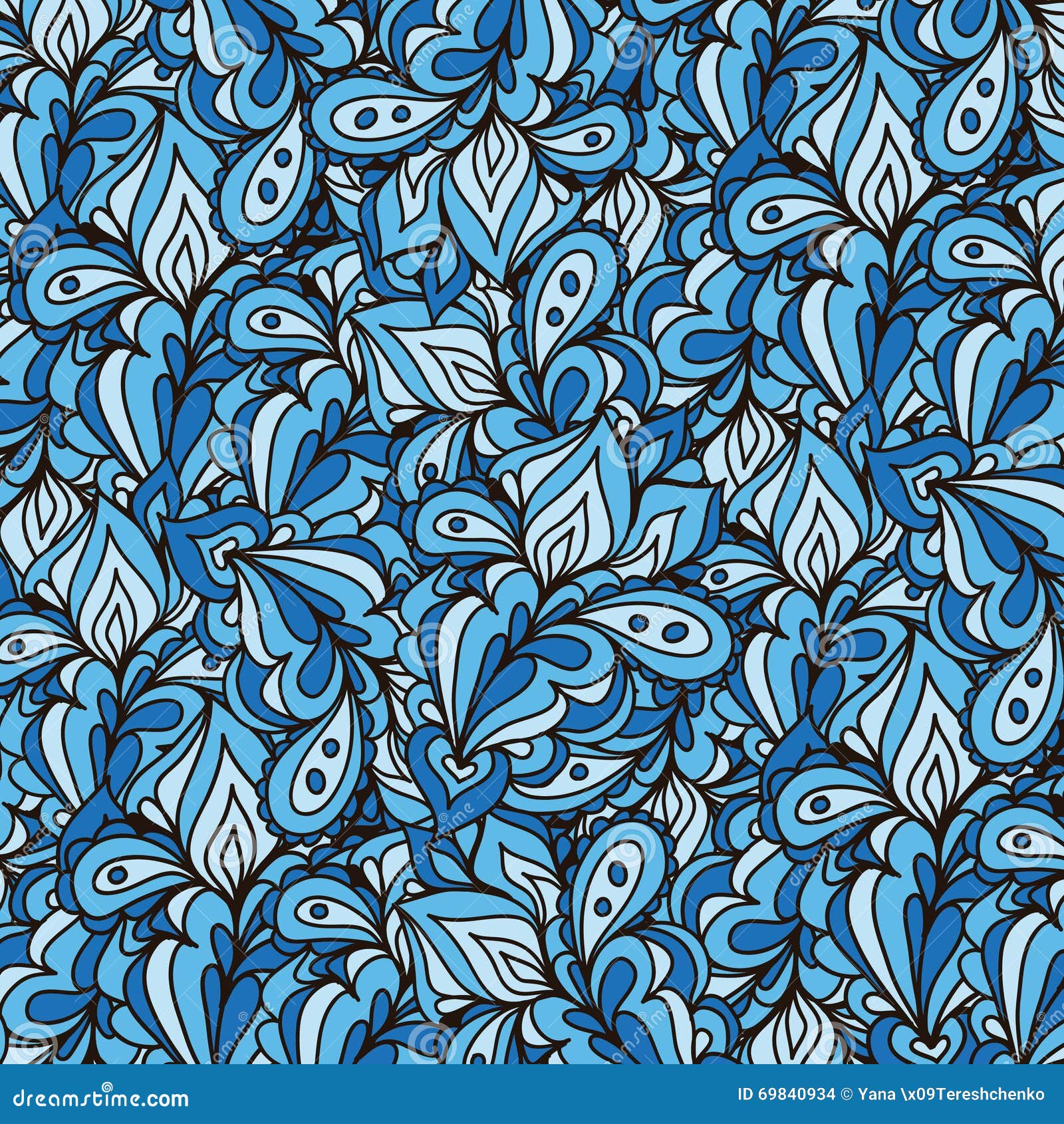 Vector Doodle Leaves Pattern. Wavy Pattern Created for Background Stock ...