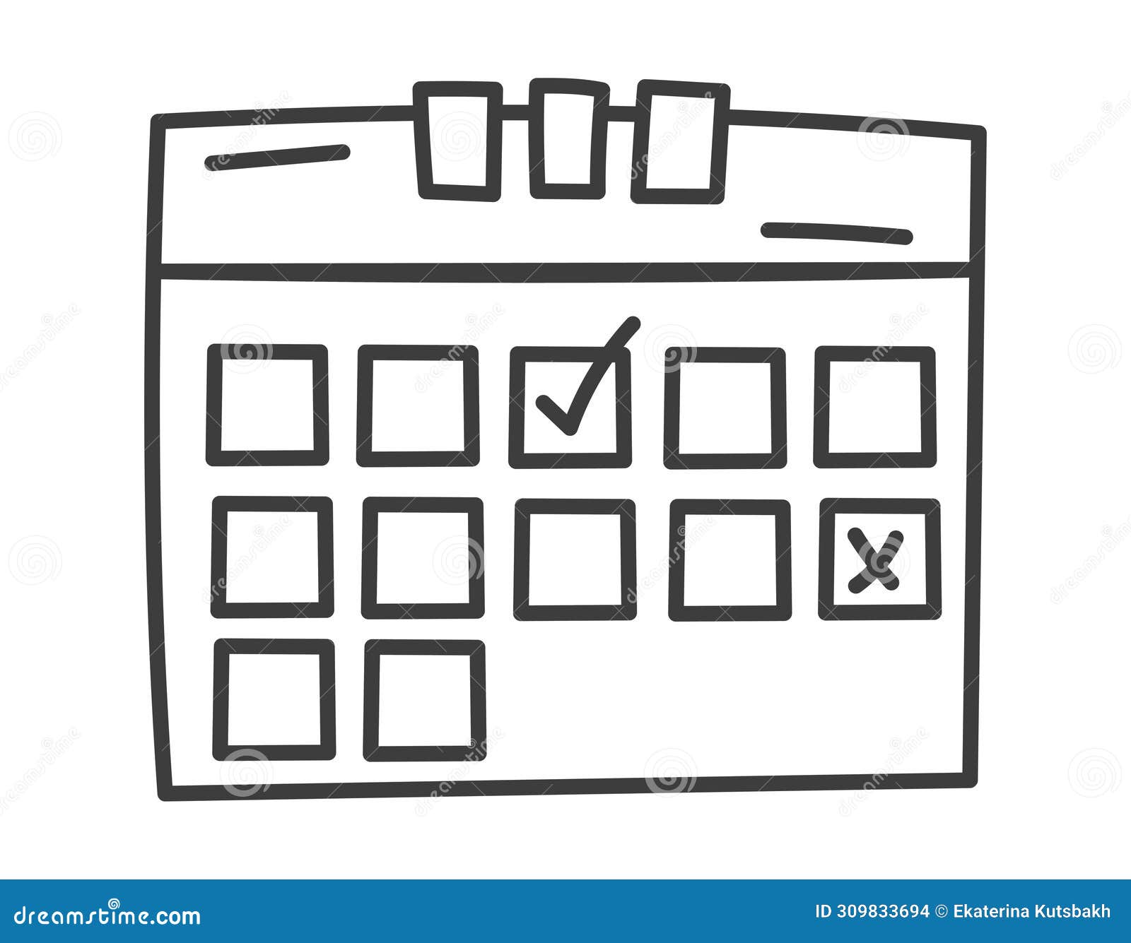 Vector Isolated Doodle Outline Calendar Symbol. Stock Vector ...