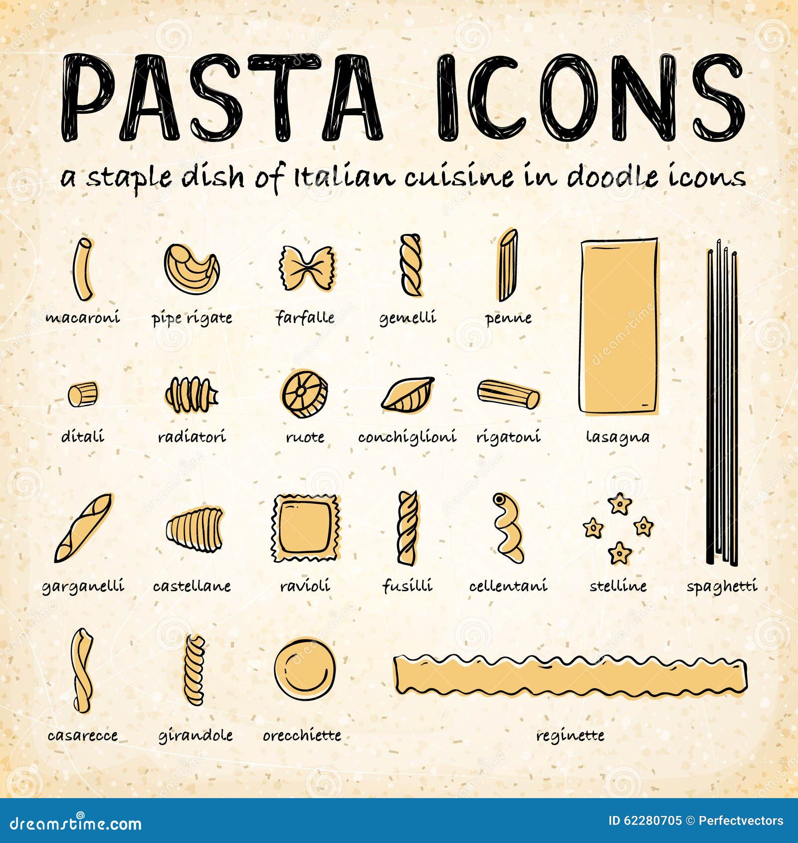 Vector Doodle Pasta Icons stock vector. Illustration of italian - 62280705