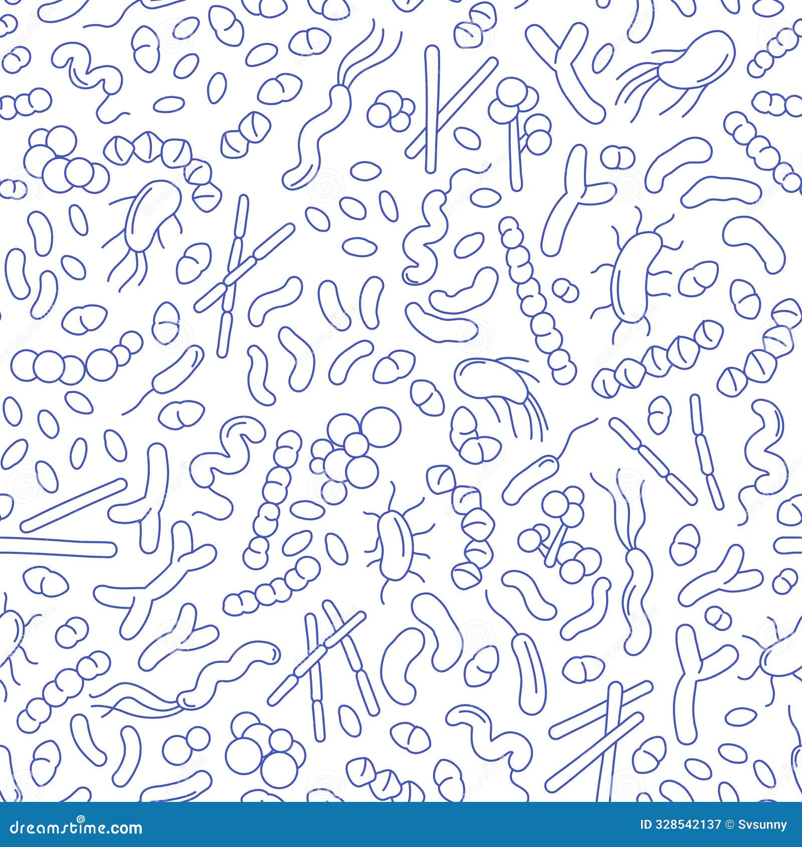 Vector Doodle Pattern Of Different Bacteria In Gut Microbiome ...
