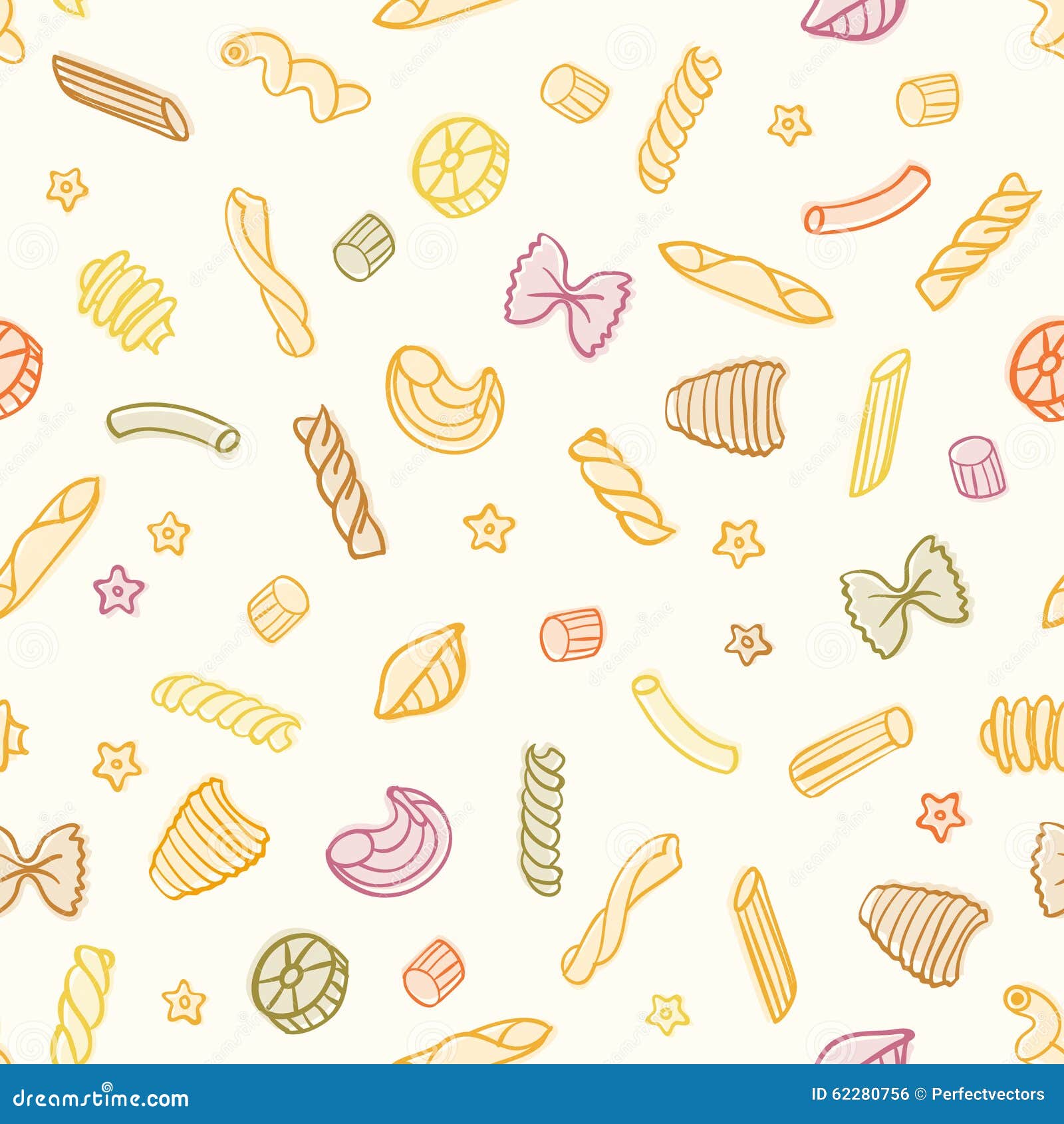 Vector Doodle Seamless Pasta Pattern Stock Vector - Illustration of ...
