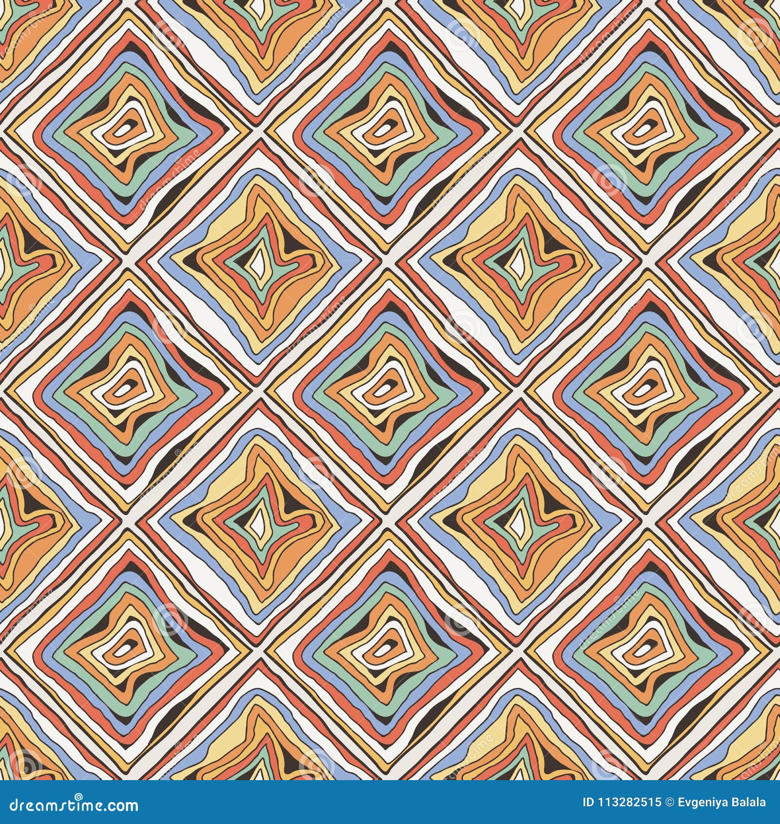 Vector Doodle Seamless Pattern with Ink Brush or Pen Square Strokes ...