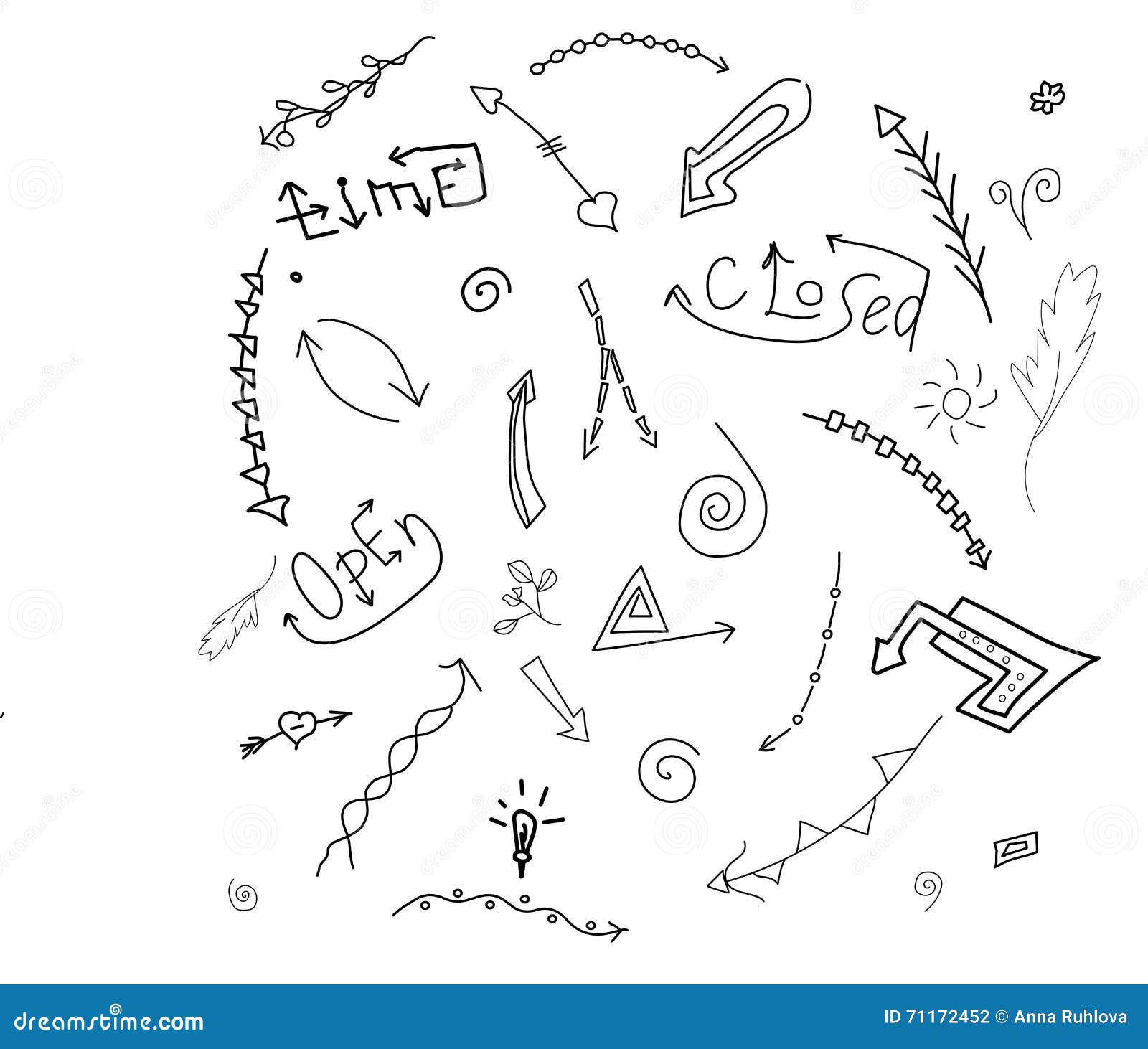 Vector Doodle Set of Arrows, Pointers Sketch. Stock Vector ...