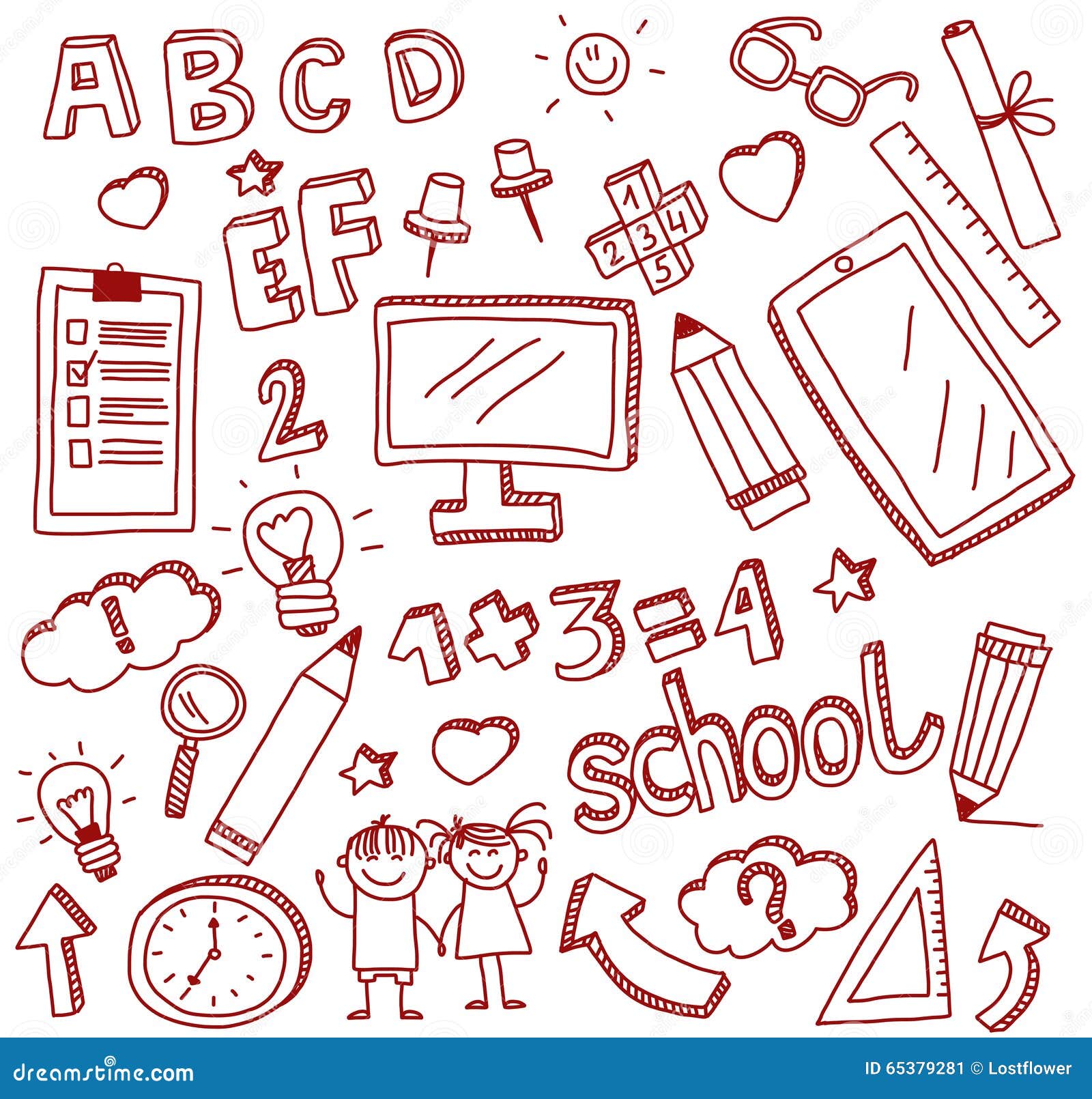 Vector Doodle Set of Education Icons Stock Vector - Illustration of ...