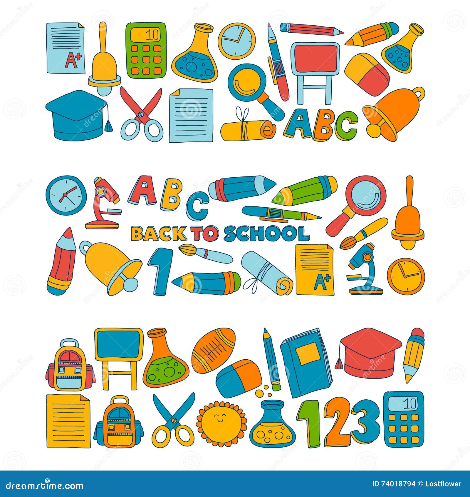 Vector Doodle Set of Education Symbols Back To School Stock Vector ...