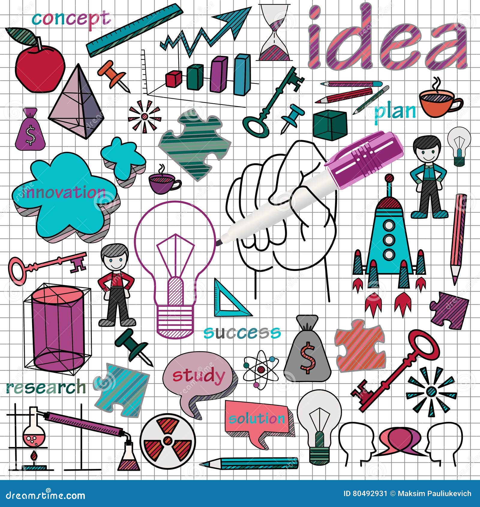 Vector Doodle Set of Icons Symbol Idea Stock Vector - Illustration of ...