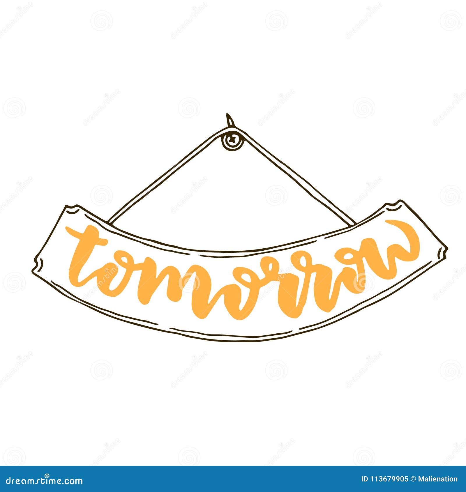 Vector Doodle Signboard. Icon with Handwriting Text - Tomorrow. Stock ...