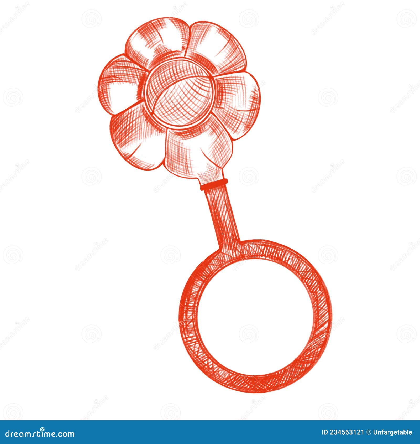Vector Doodle Sketch Baby Rattle Red Lines Stock Vector - Illustration ...