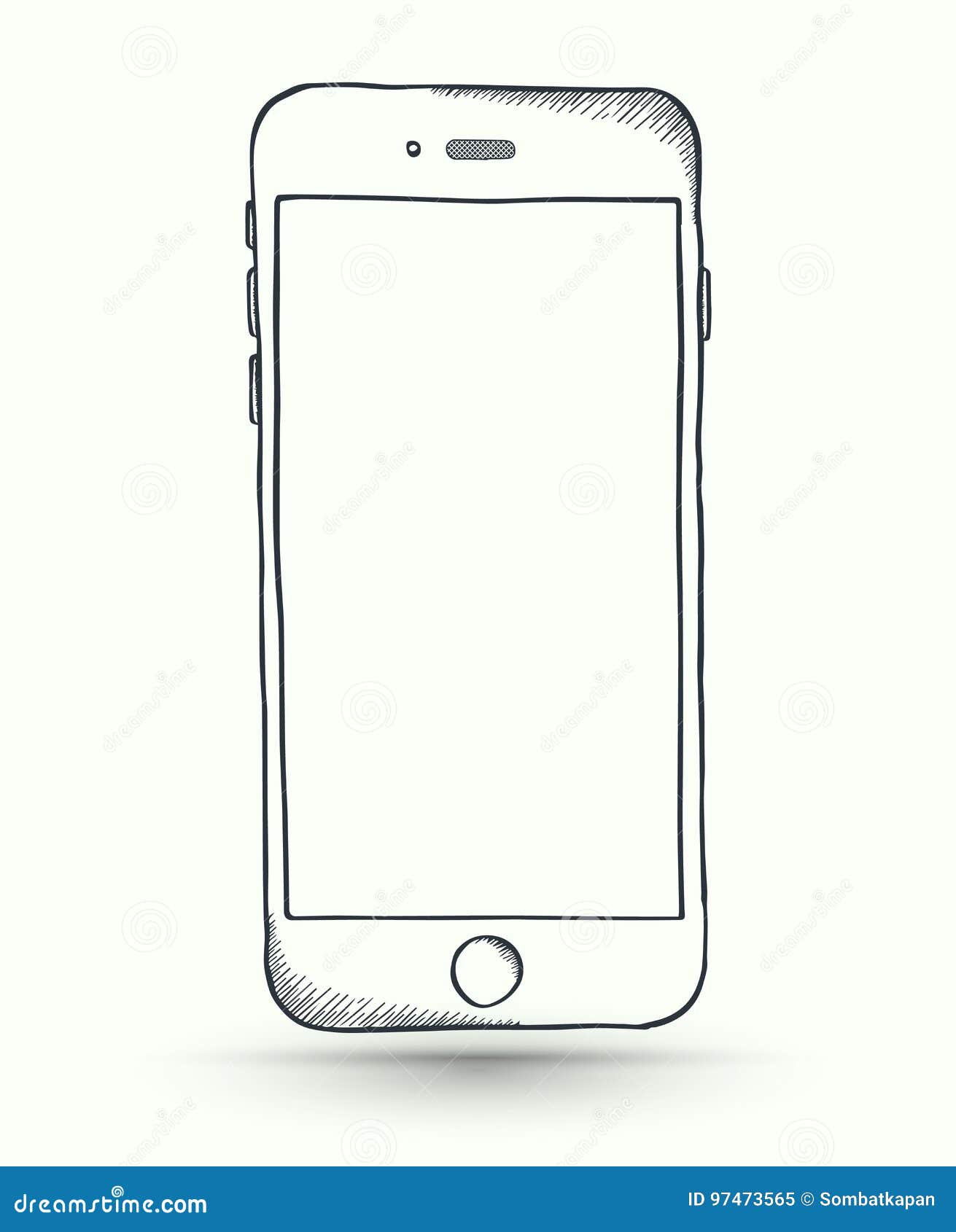 Smartphone Doodle Icon, Vector Black Line Illustration Royalty-Free ...