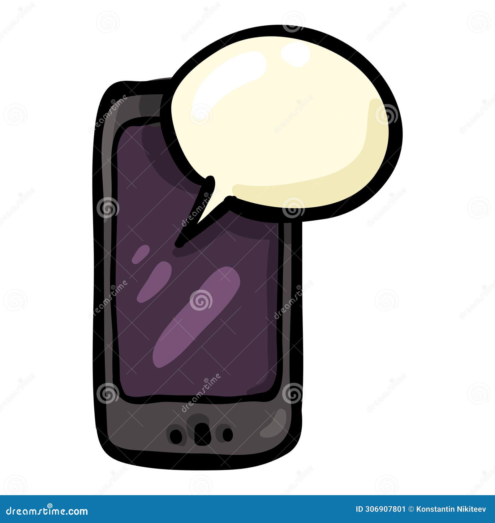 Vector Doodle Smartphone with Message Icon Stock Vector - Illustration ...