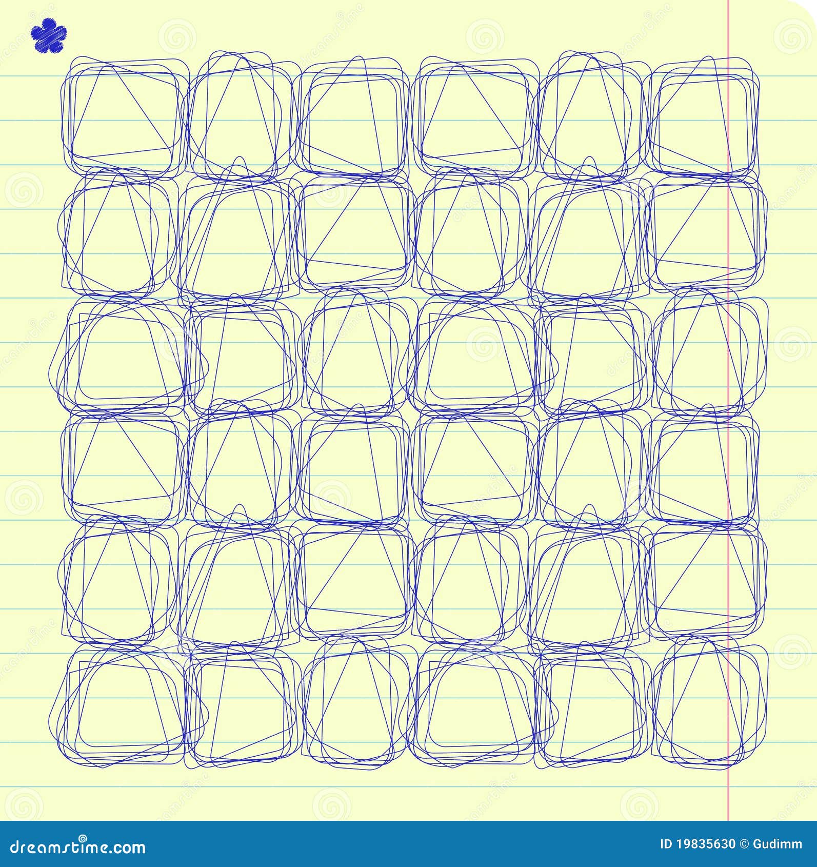 Vector Doodle Squares on Lined Notebook Paper Stock Vector ...