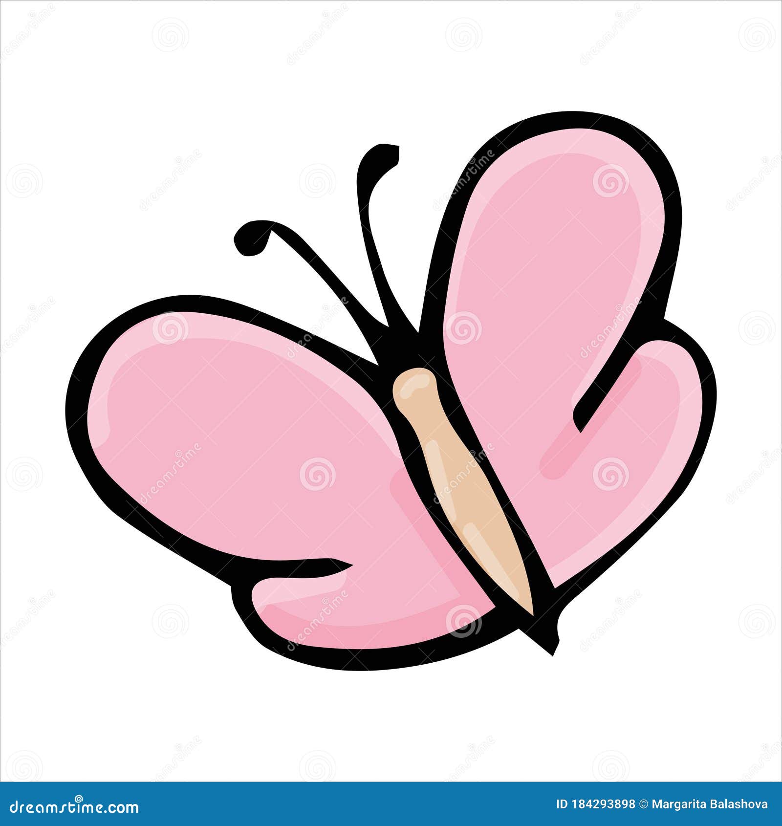 Vector Doodle Style Element, Drawing, Cute Butterfly, Color Stock ...