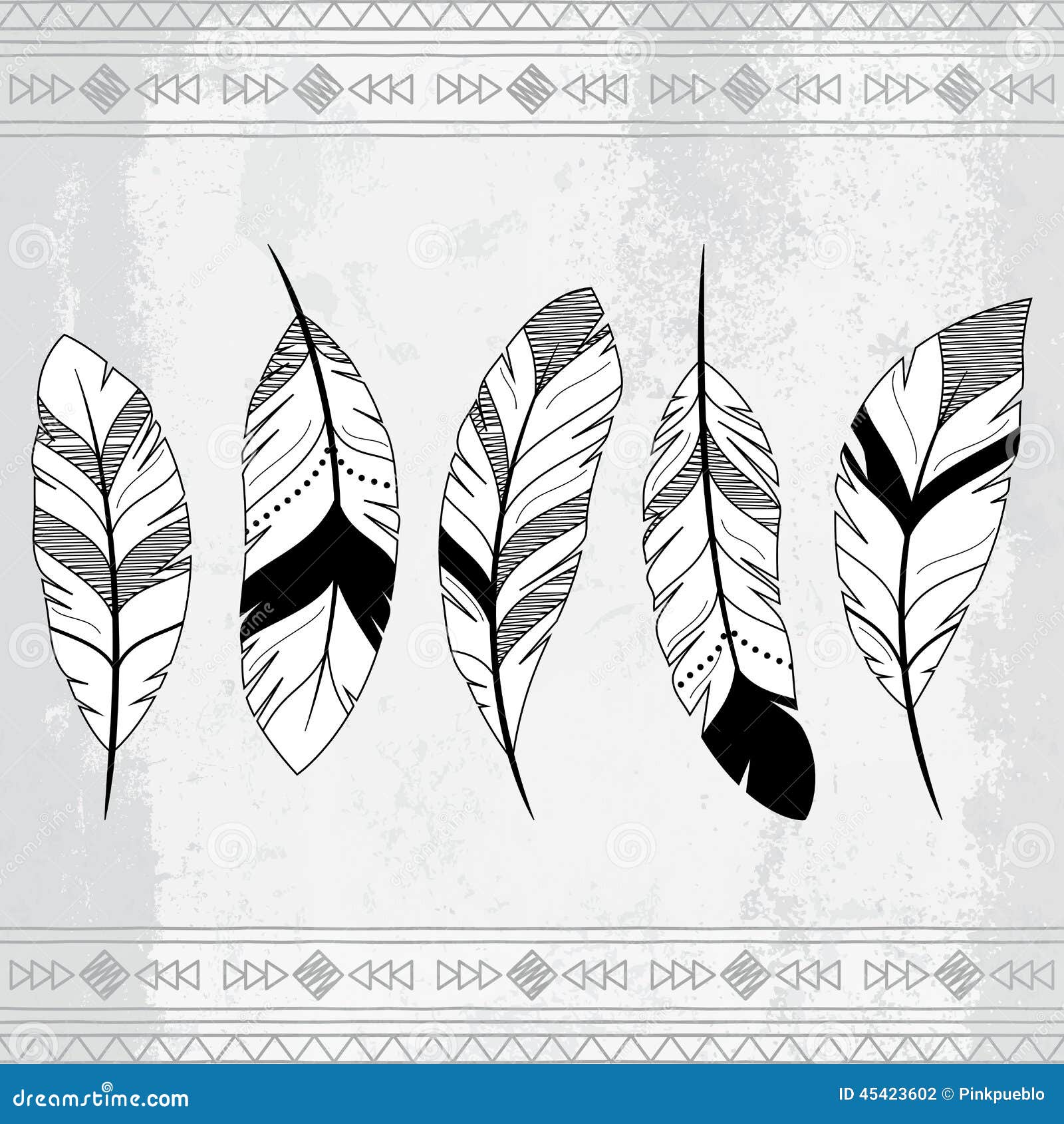 Vector Doodle Stylized Feather Background Stock Vector - Illustration ...