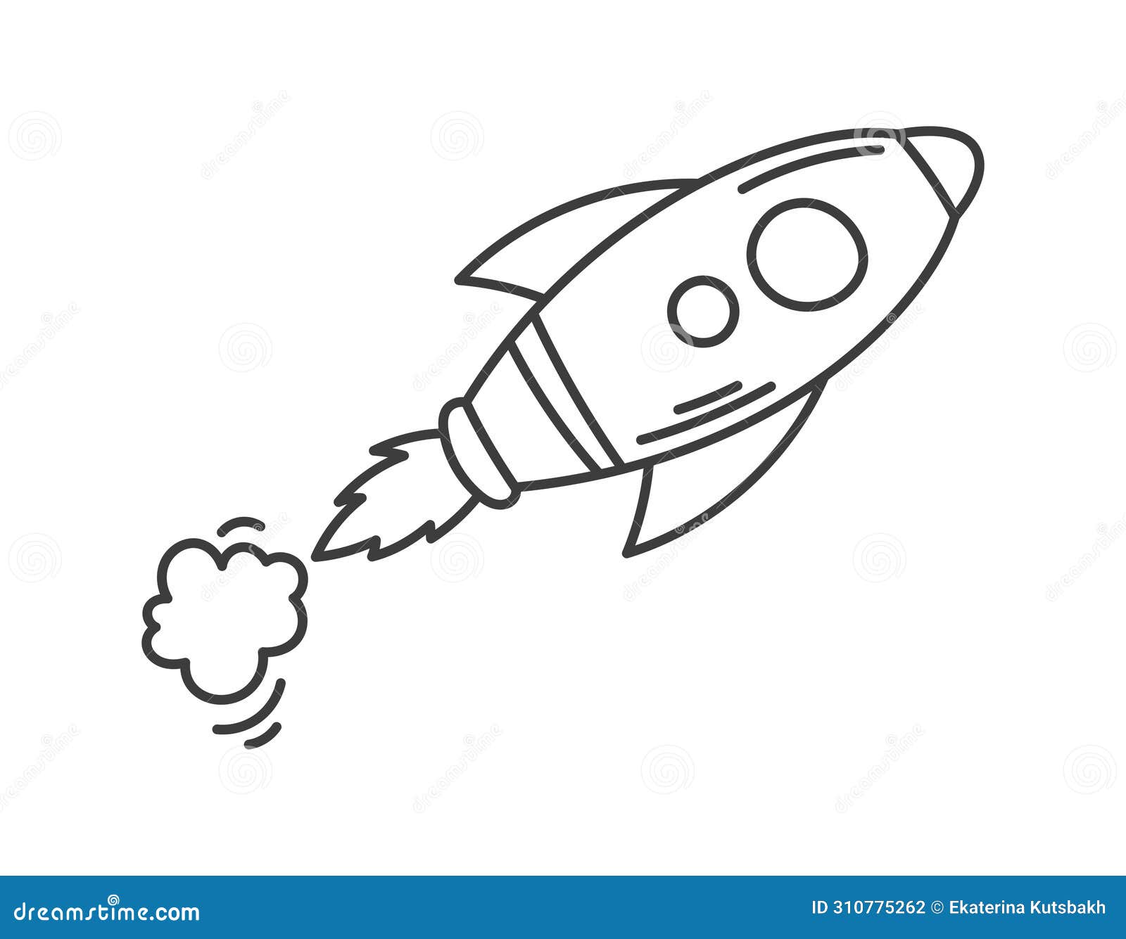 Vector Isolated Doodle, Symbol of a Space Rocket Taking Off Stock ...