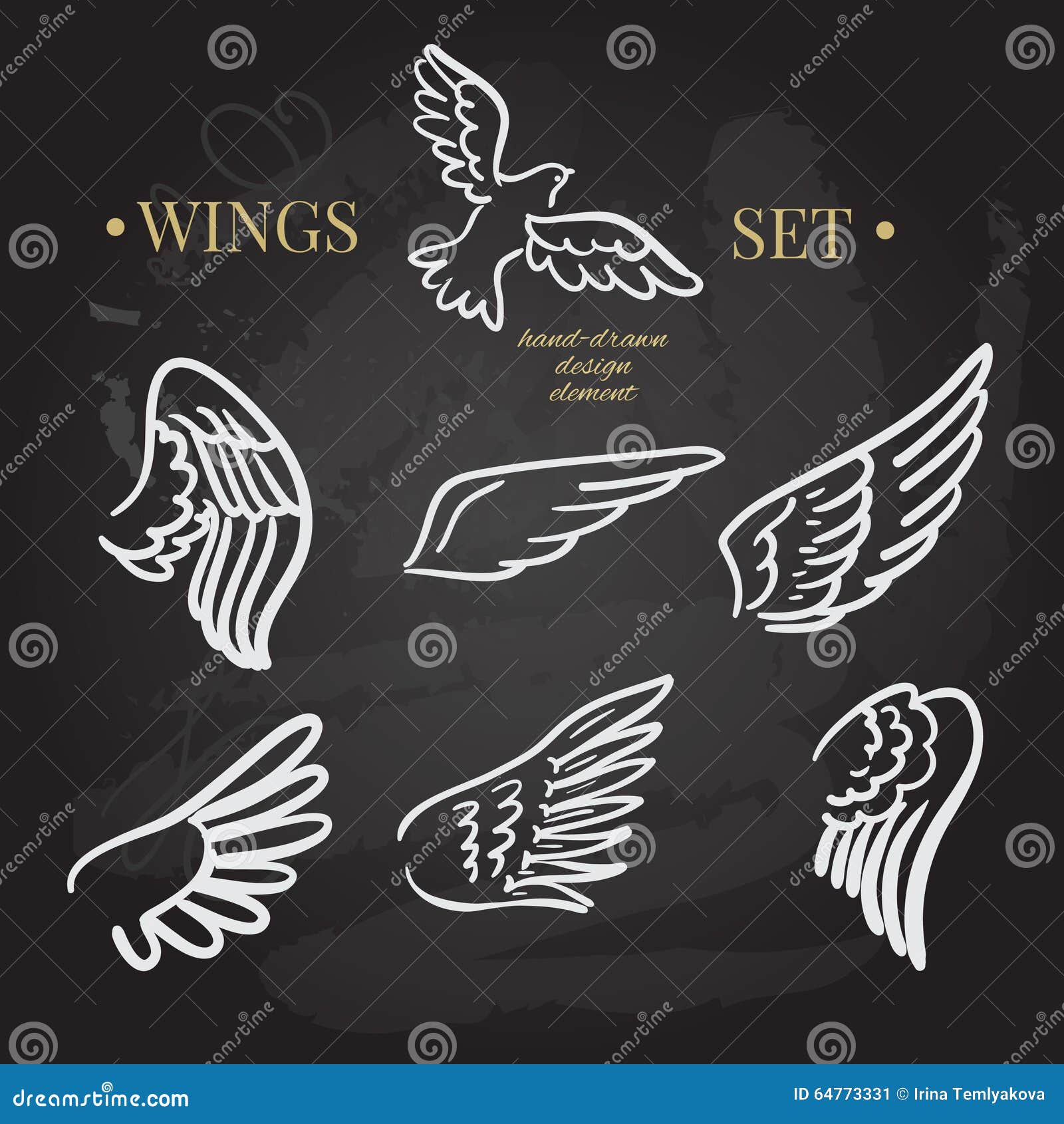 Vector Doodle Wings Set. Angel Wings Collection Stock Vector ...
