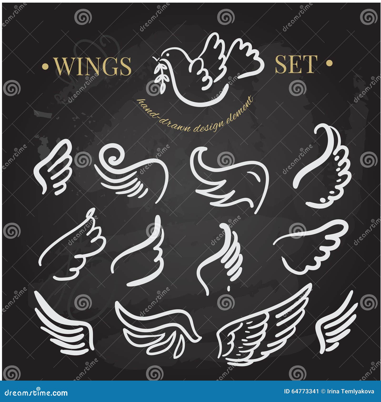 Vector Doodle Wings Set. Angel Wings Collection Stock Vector ...
