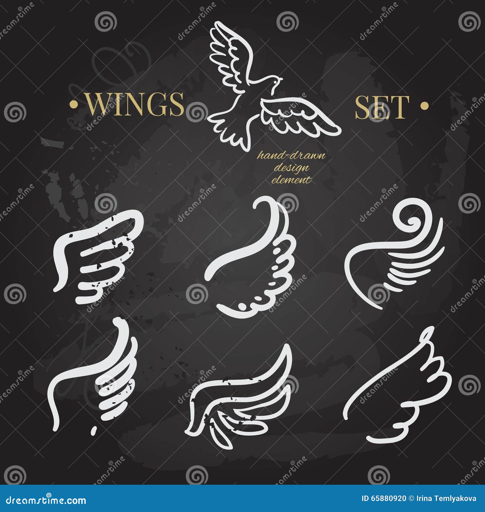 Vector Doodle Wings Set. Angel Wings Collection Stock Vector ...