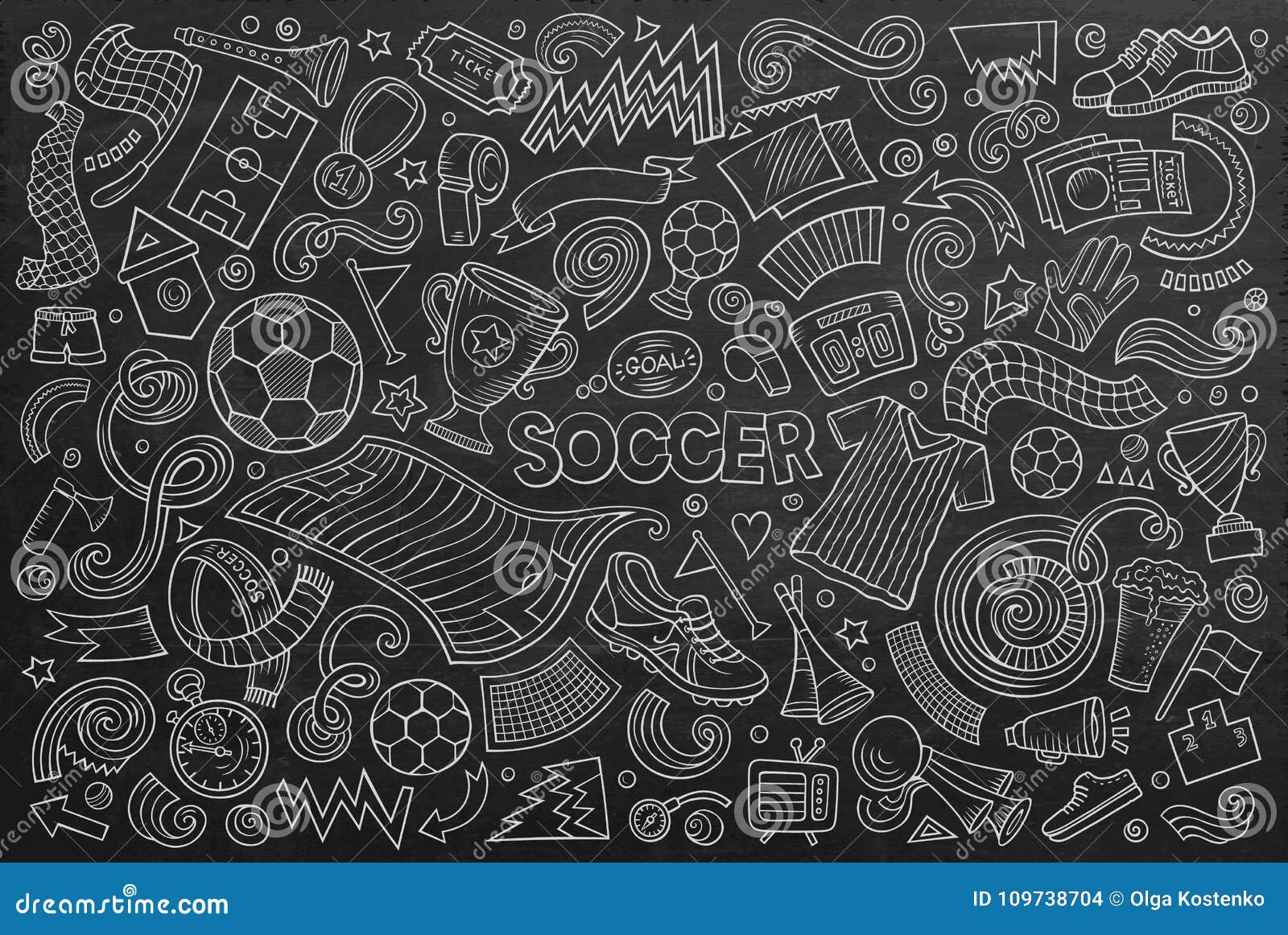 Vector Doodles Cartoon Set of Football Objects Stock Vector ...