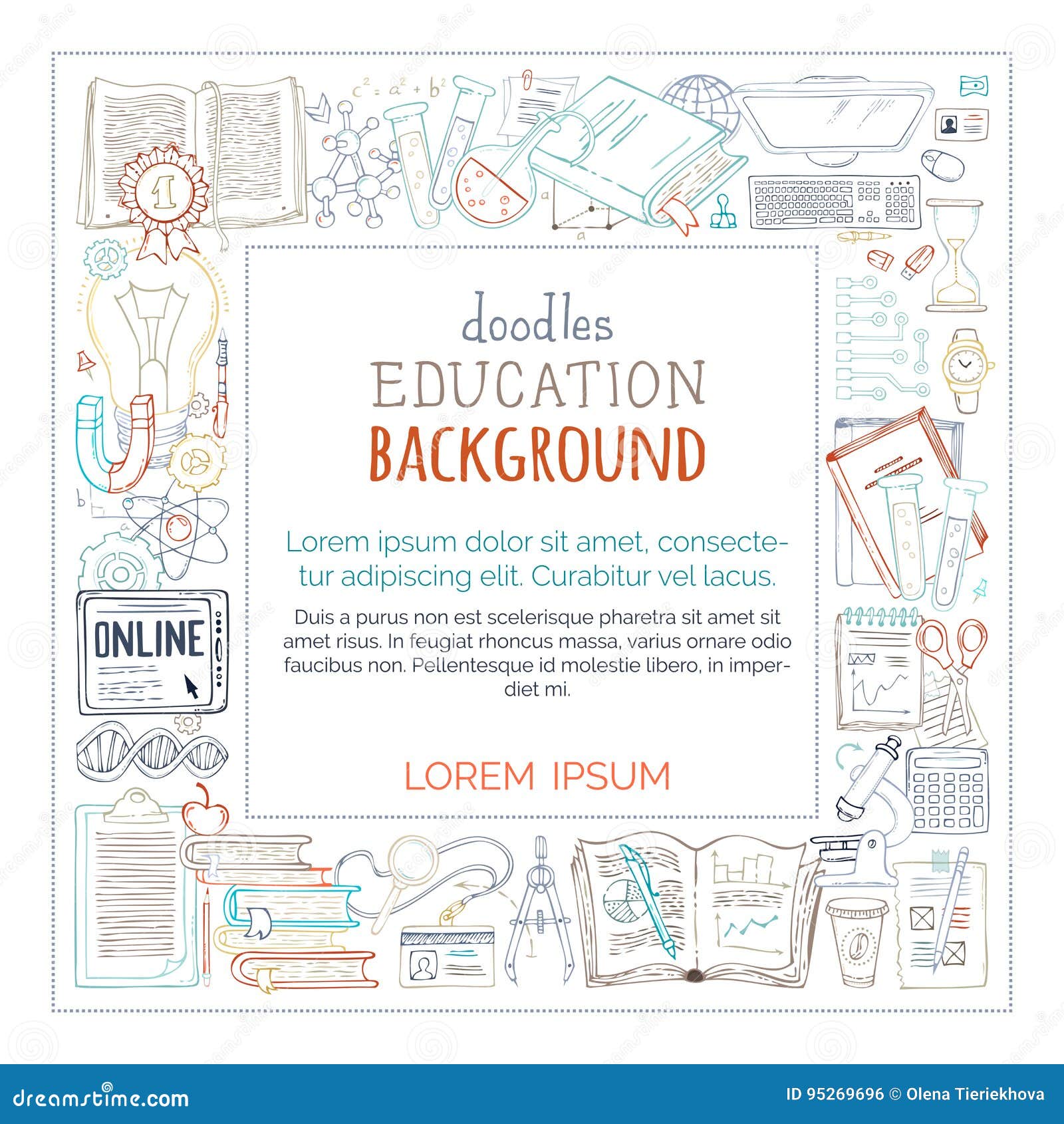 Vector Doodles Education Square Frame. Stock Vector - Illustration of ...