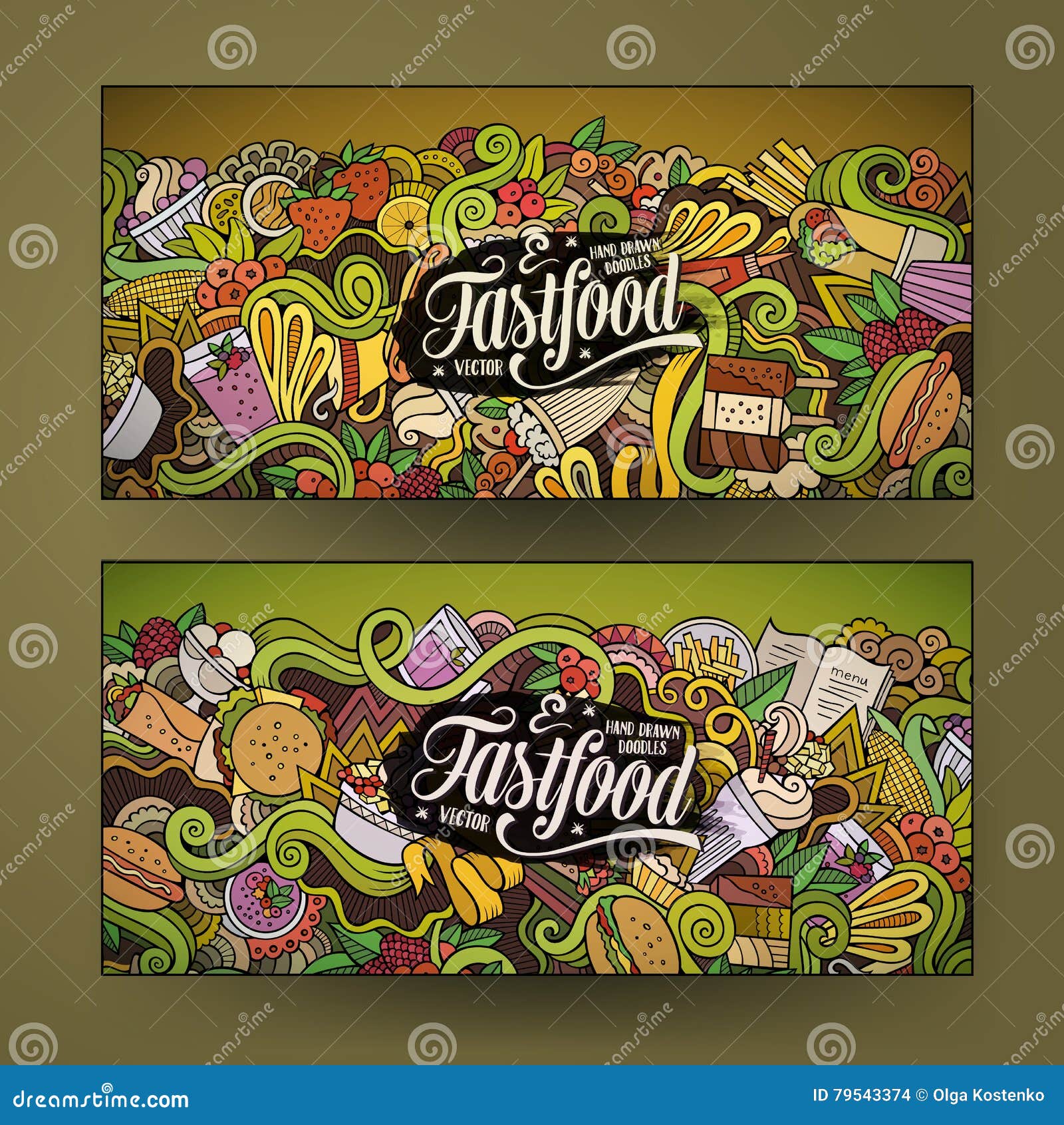 Vector Doodles Food Banners Design Stock Vector - Illustration of ...
