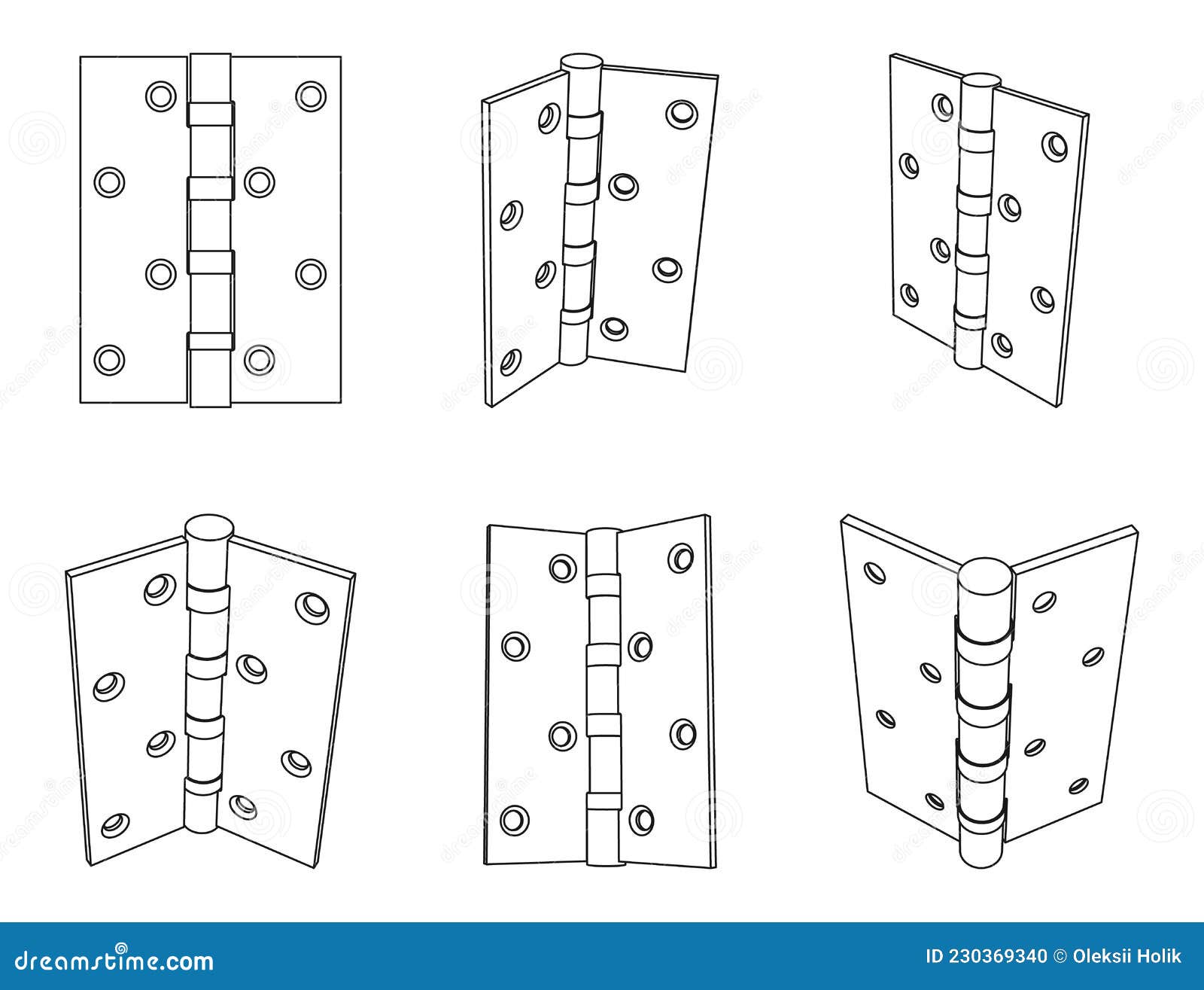 Vector steel door hinge stock vector. Illustration of isometric - 230369340