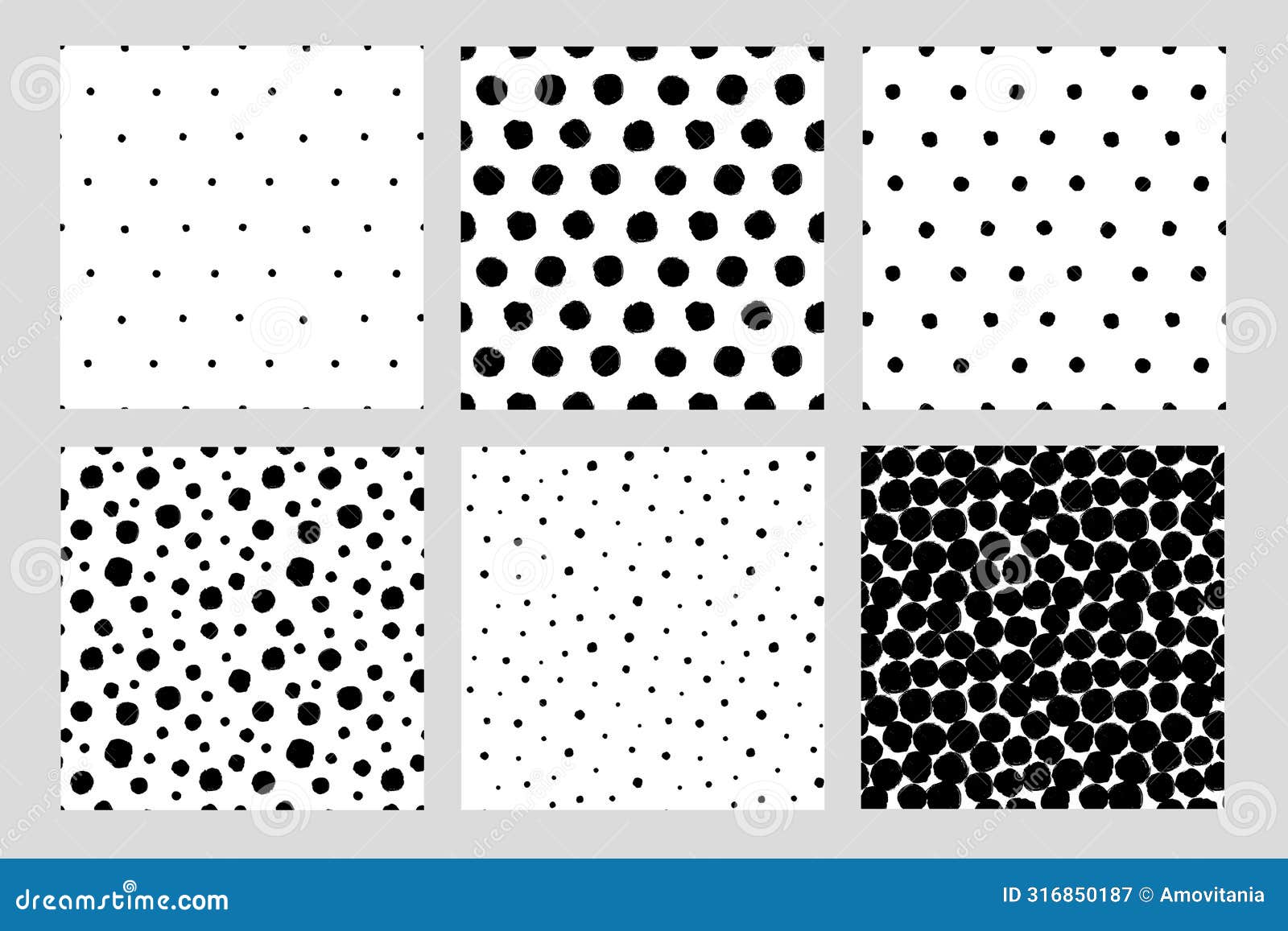 Vector Dot Patterns Set. Seamless Backgrounds from Brush Strokes Stock ...